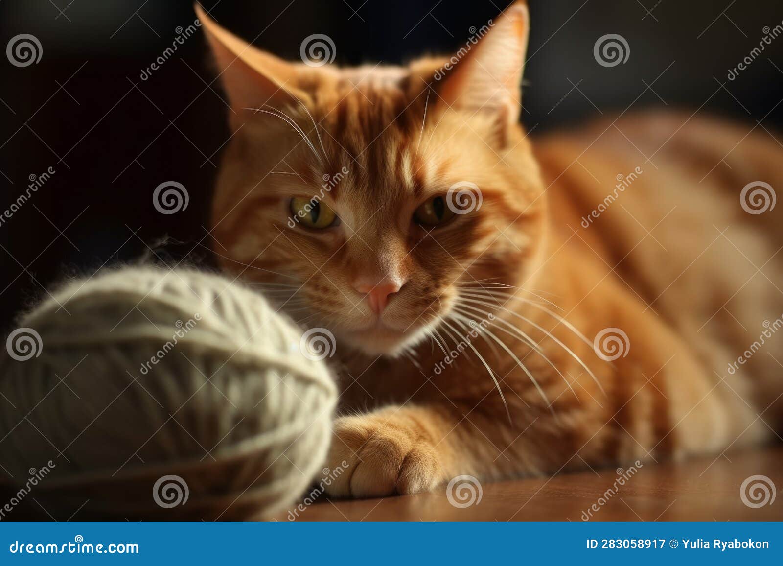 Red Cat With Ball Of Thread One Line Banner Border Hand Drawn Dor Card ...