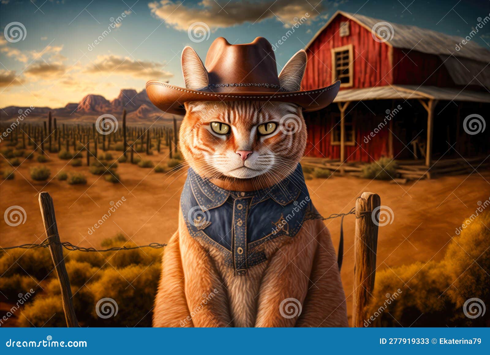 A Ginger Cat Cowboy on the Wild West. Created with Generative AI Stock ...