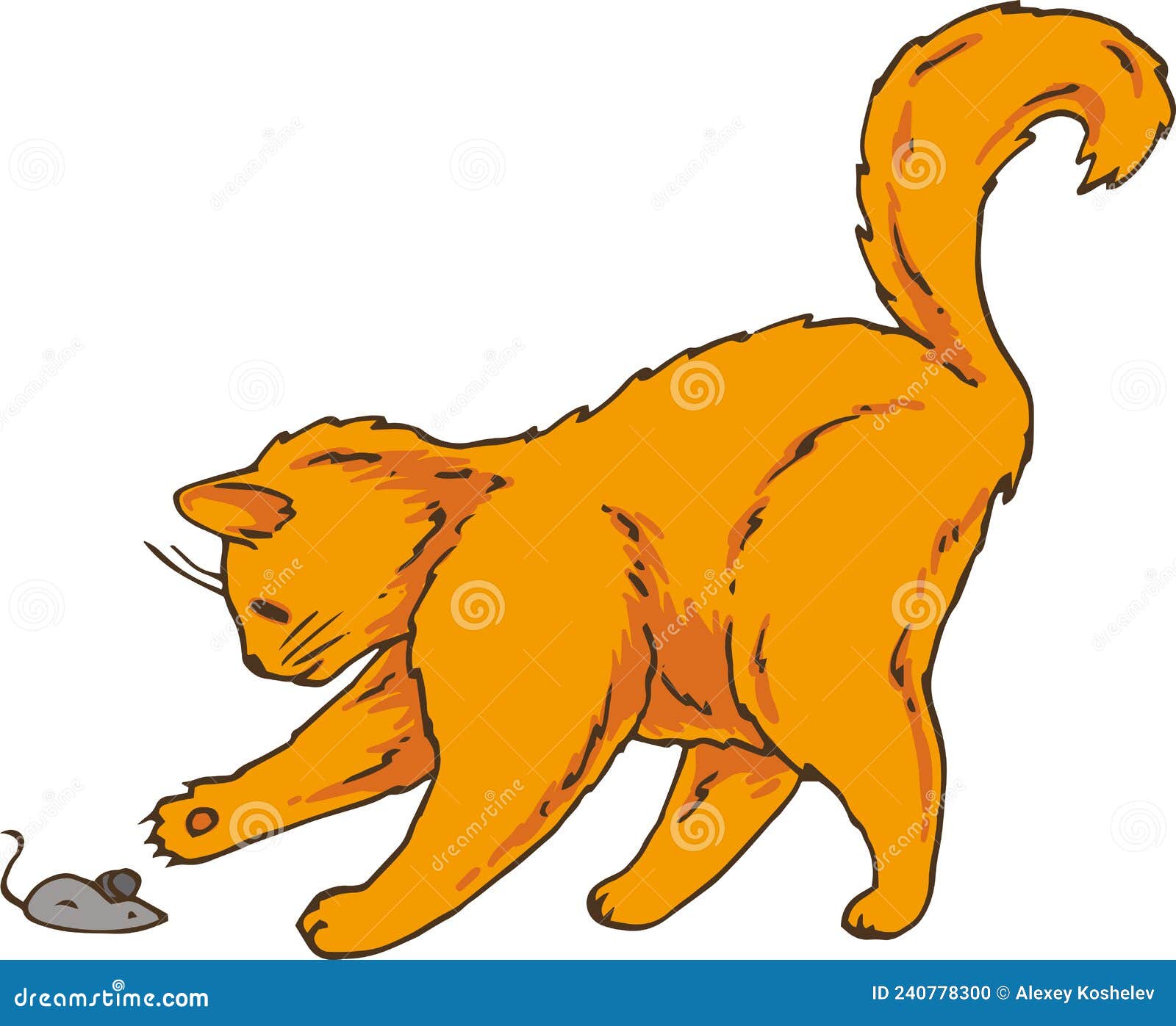 Ginger Cat and Mouse stock vector. Illustration of kitten - 240778300