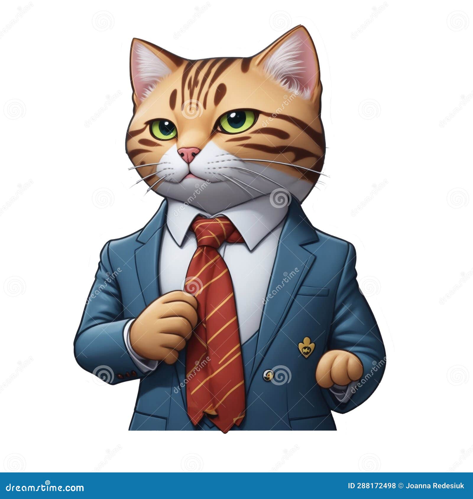 Ginger Cat in a Navy Blue Suit Graphics Stock Illustration ...
