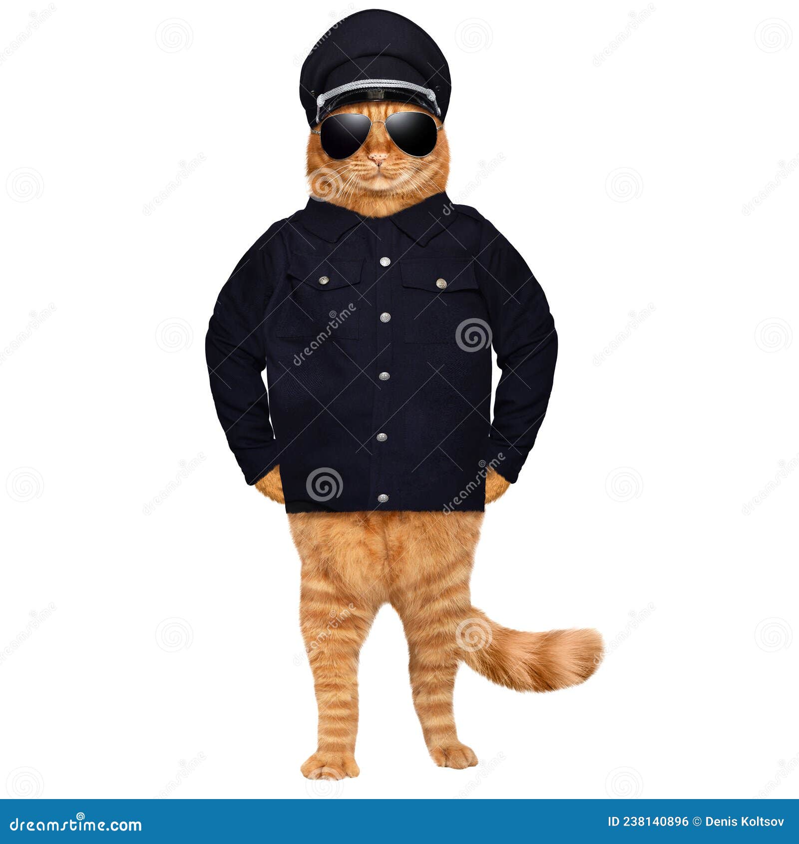 Ginger Cat Policeman.Isolated on White Stock Photo - Image of police ...
