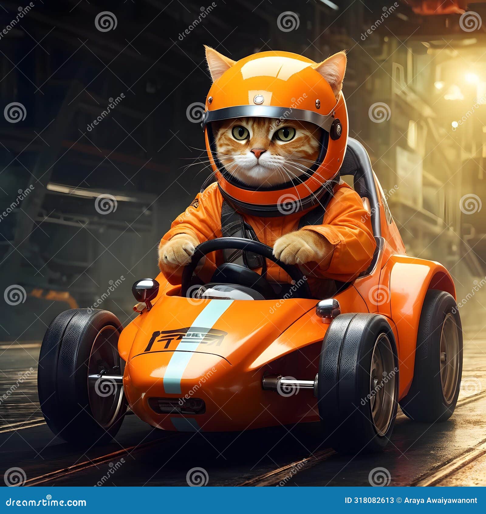 Cat racing car cartoon stock illustration. Illustration of driver ...