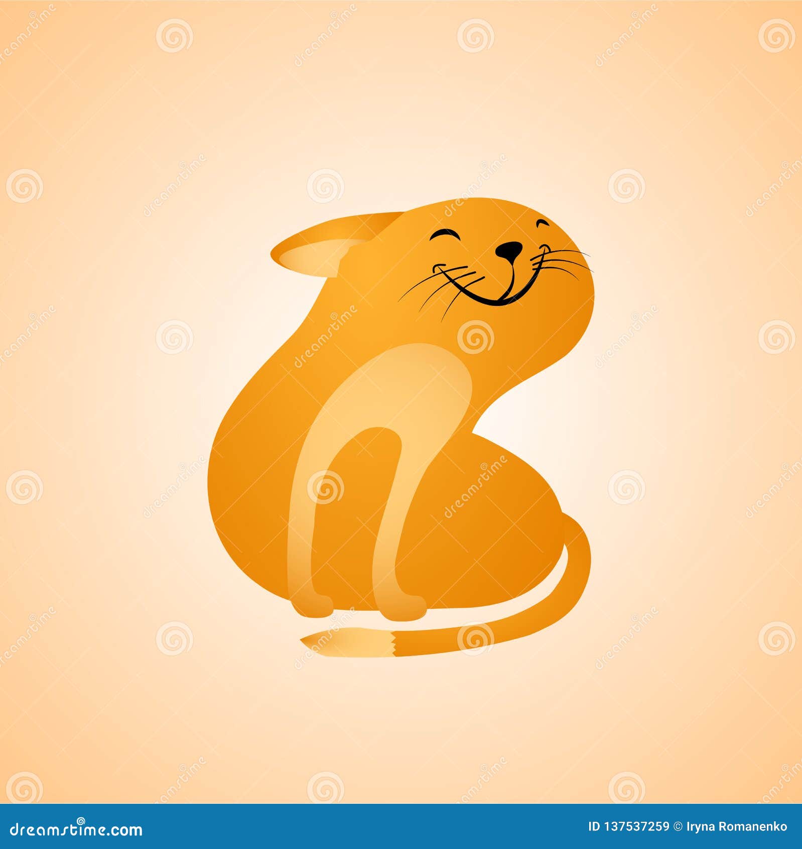 Ginger Cat Sitting and Smiling. Vector Illusrtation Stock Vector ...