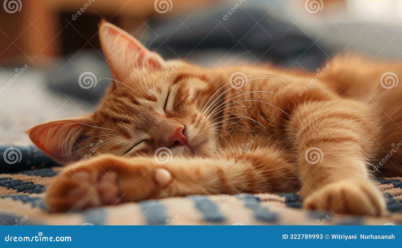 Ginger Cat is Sleeping in Funny Pose . Generative Ai Stock Illustration ...