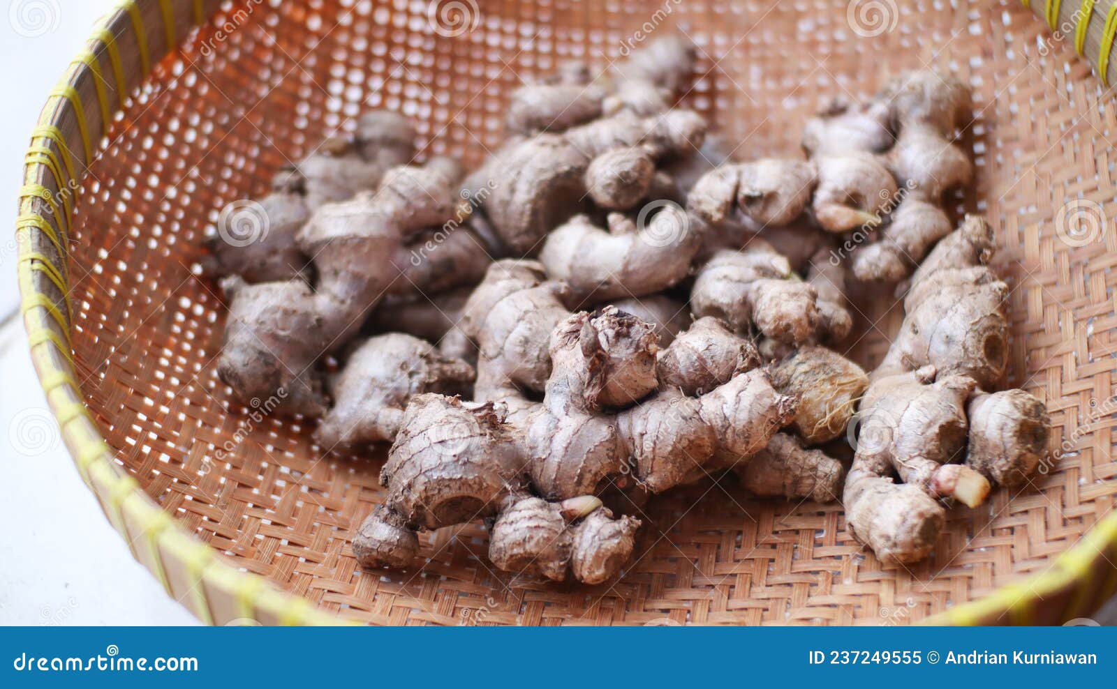 Ginger in a Container Made of Woven Bamboo Stock Image - Image of ...