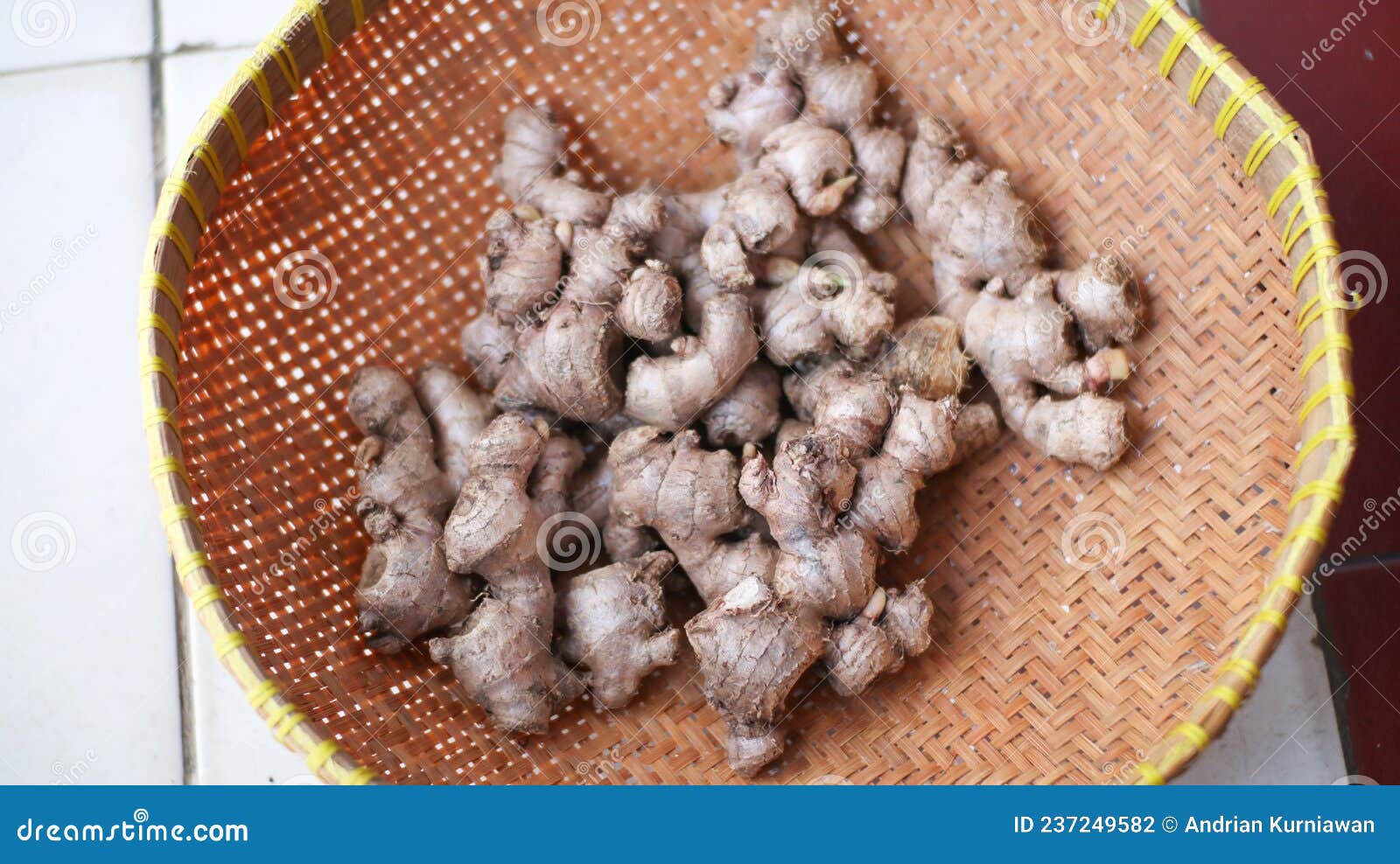 Ginger in a Container Made of Woven Bamboo Stock Photo - Image of meat ...