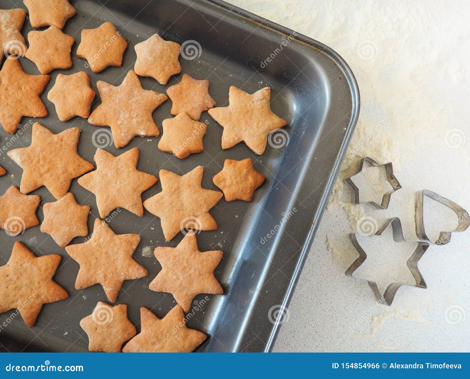 Ginger Cookies on a Baking Sheet Stock Photo - Image of flour, anise ...
