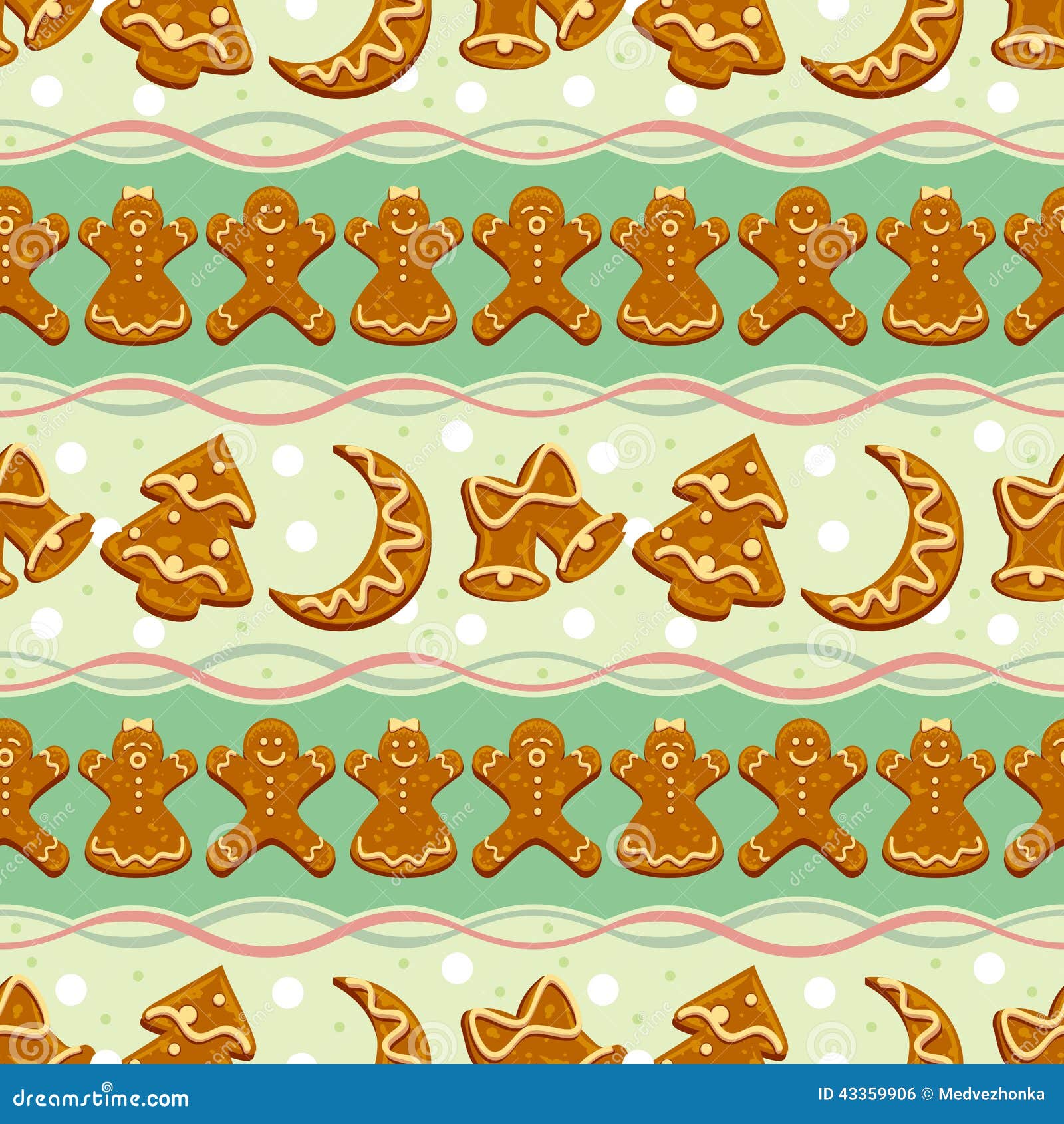 Ginger Cookies Seamless Pattern Stock Vector - Illustration of cookie ...