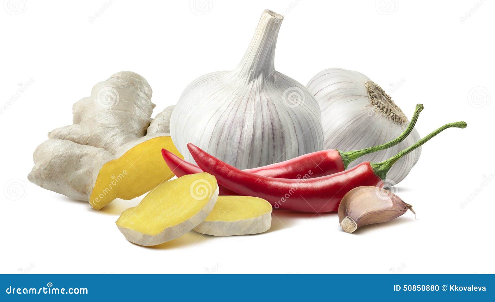 Ginger Garlic Chili Composition Isolated on White Background Stock ...