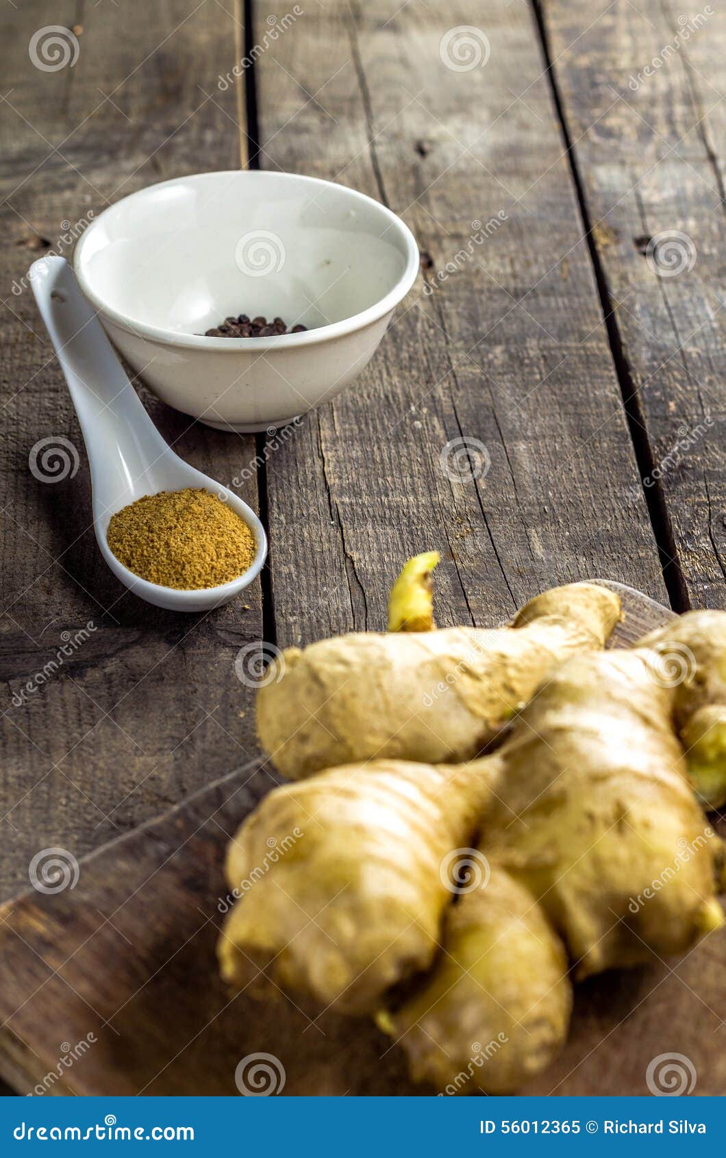 Ginger with Ginger Powder on Table Stock Image - Image of textured ...