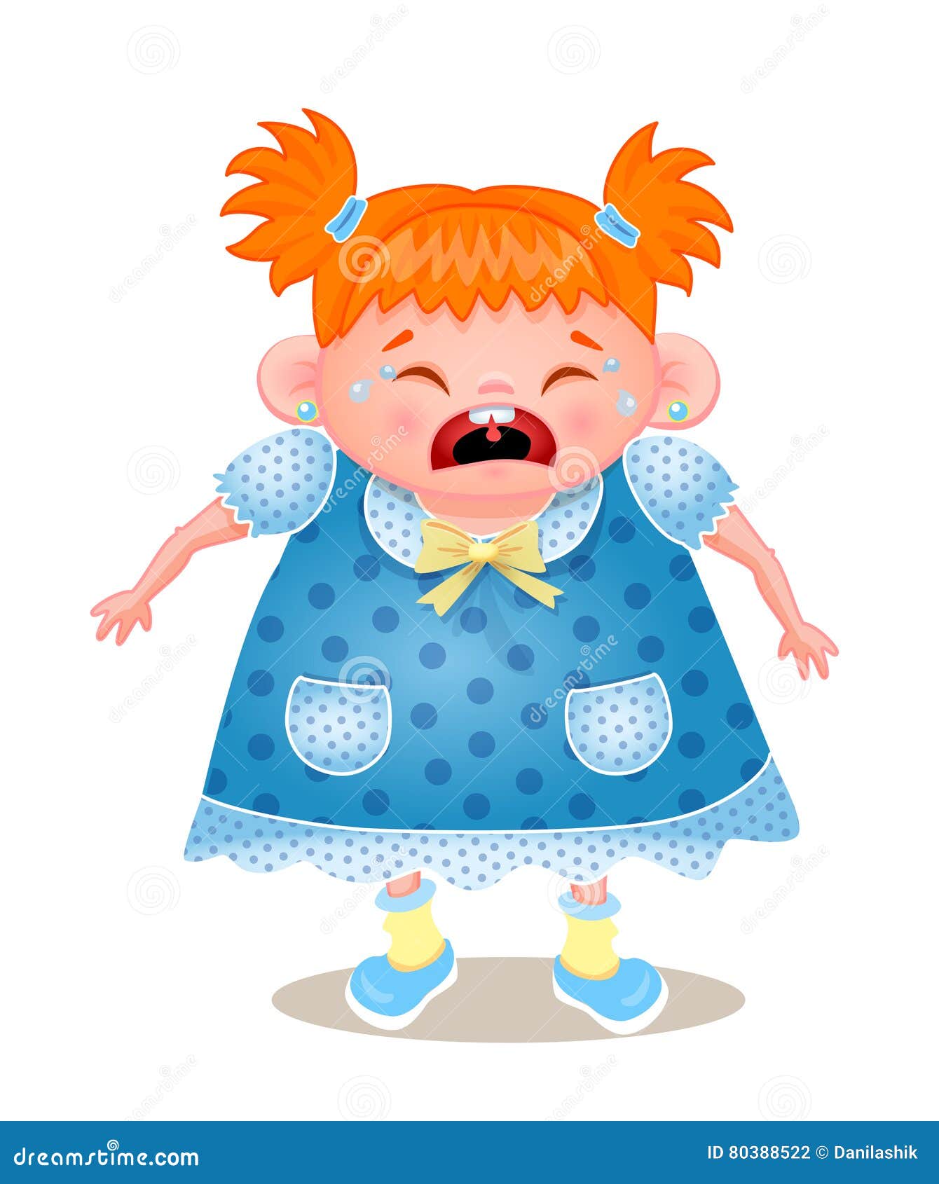 Ginger Girl Crying, Vector Illustration On White Bbackground ...