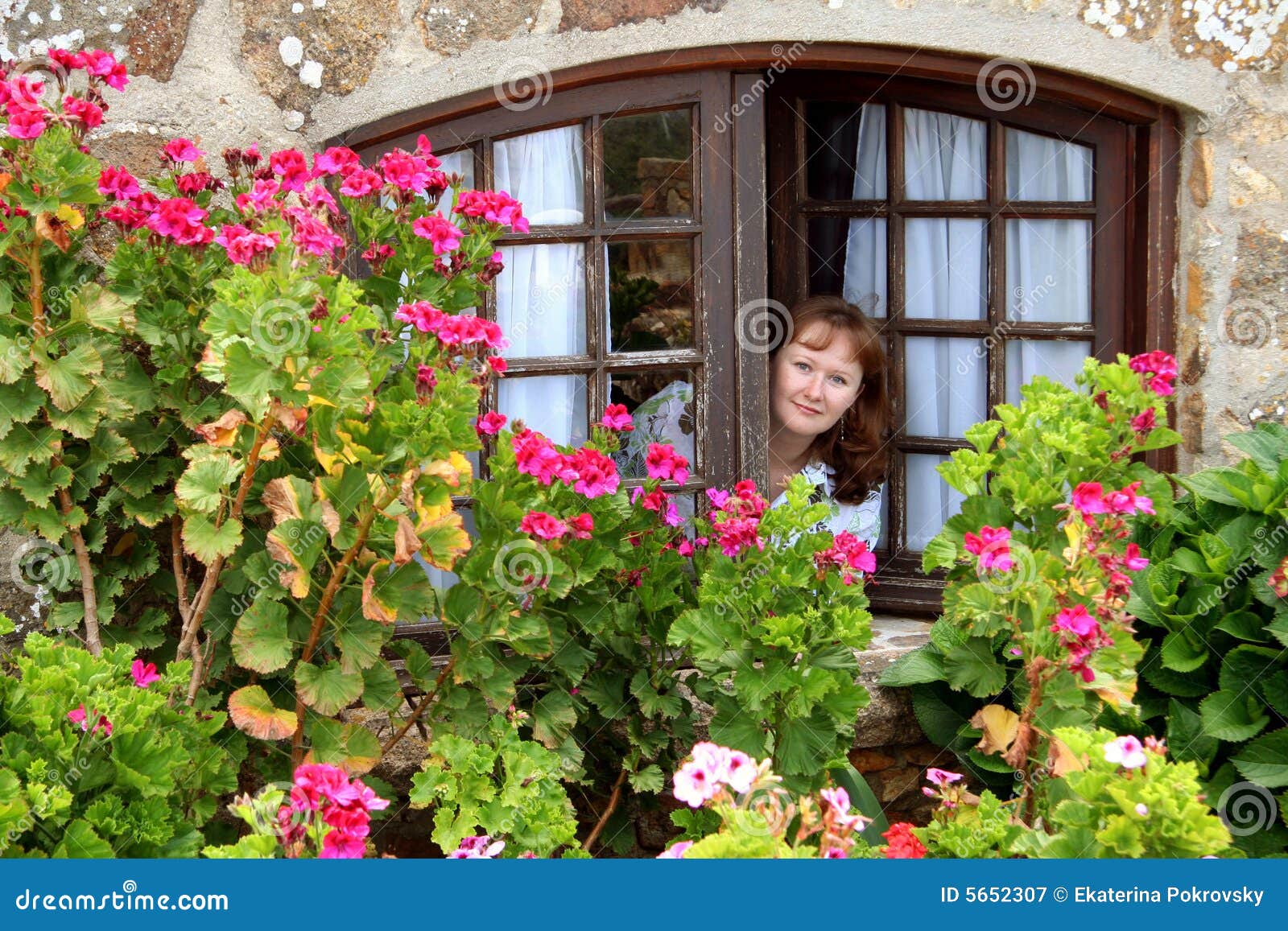Ginger-haired Girl Looking Out of the Window Stock Image - Image of ...