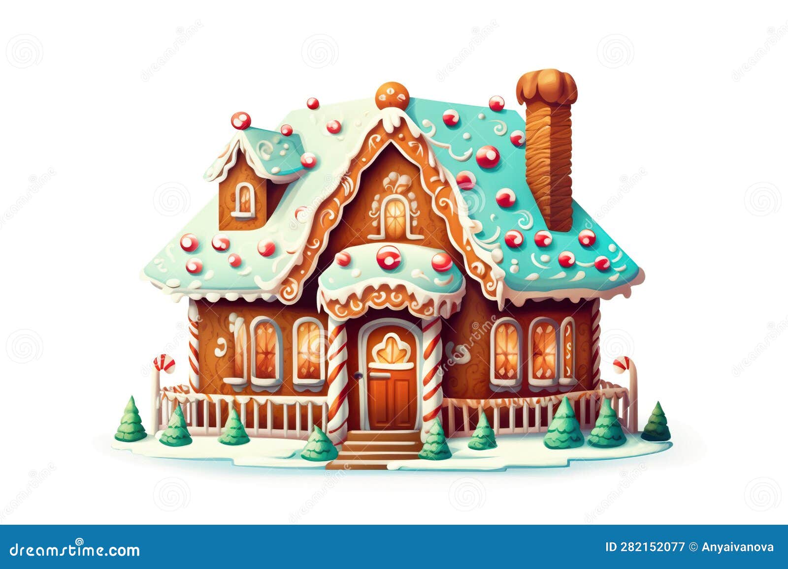 A Ginger House with a Blue Roof and a Chimney. Generative AI Image ...