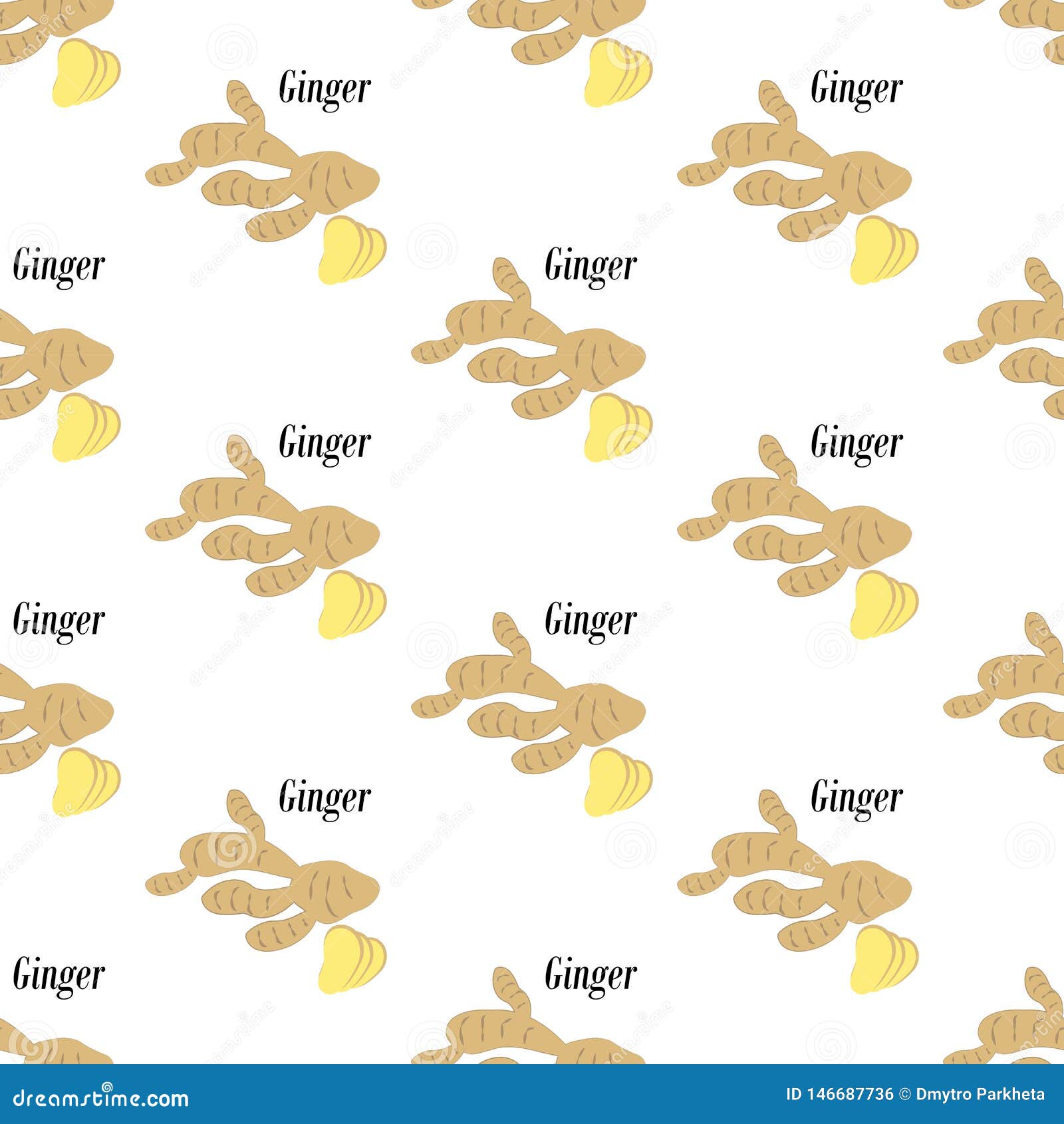 Ginger Illustration Seamless Pattern Stock Vector - Illustration of ...