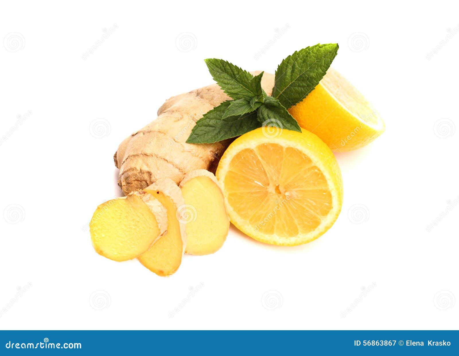 Ginger, lemon, mint stock image. Image of peppermint - 56863867
