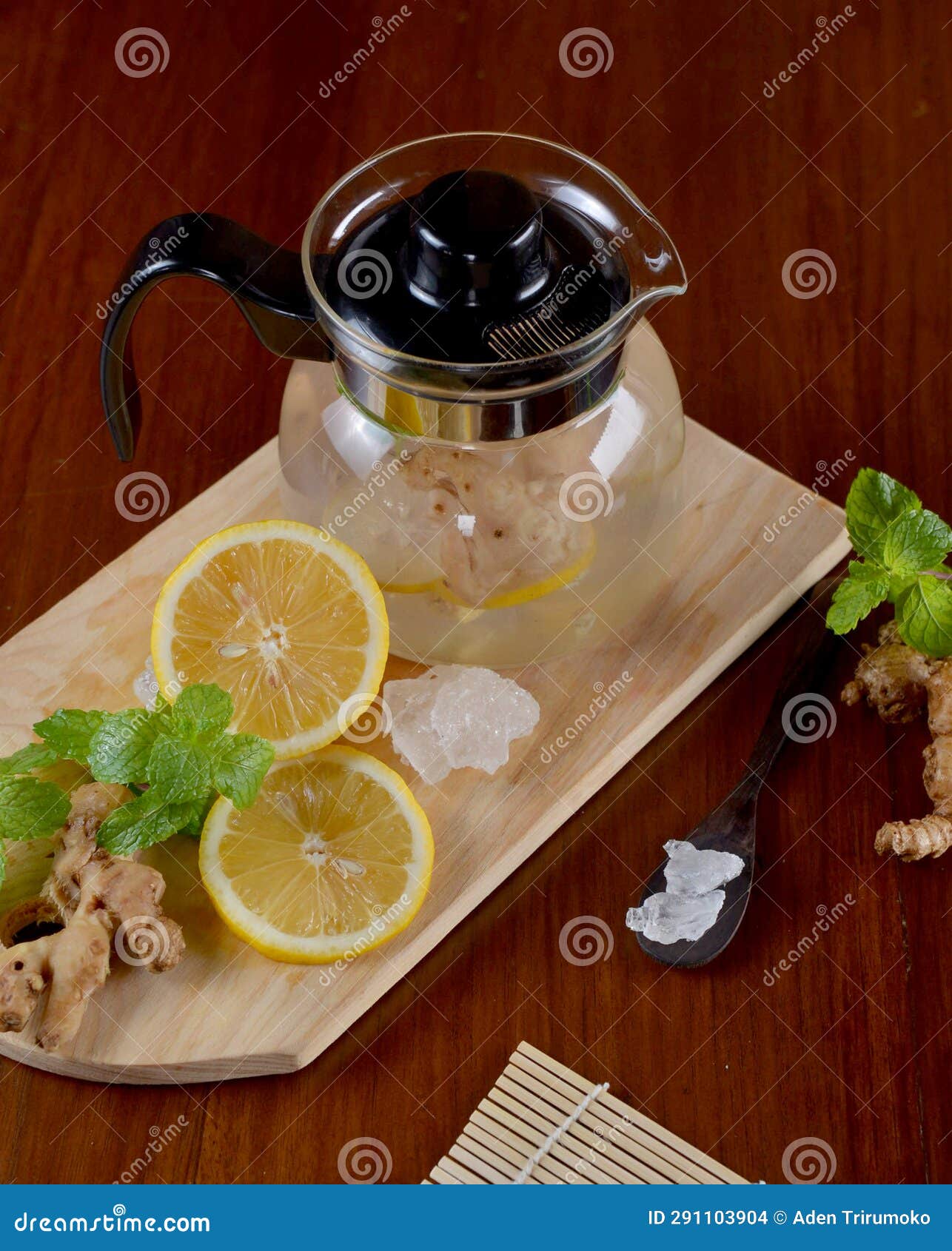 Ginger Lemon tea stock photo. Image of wooden, cocktail - 291103904