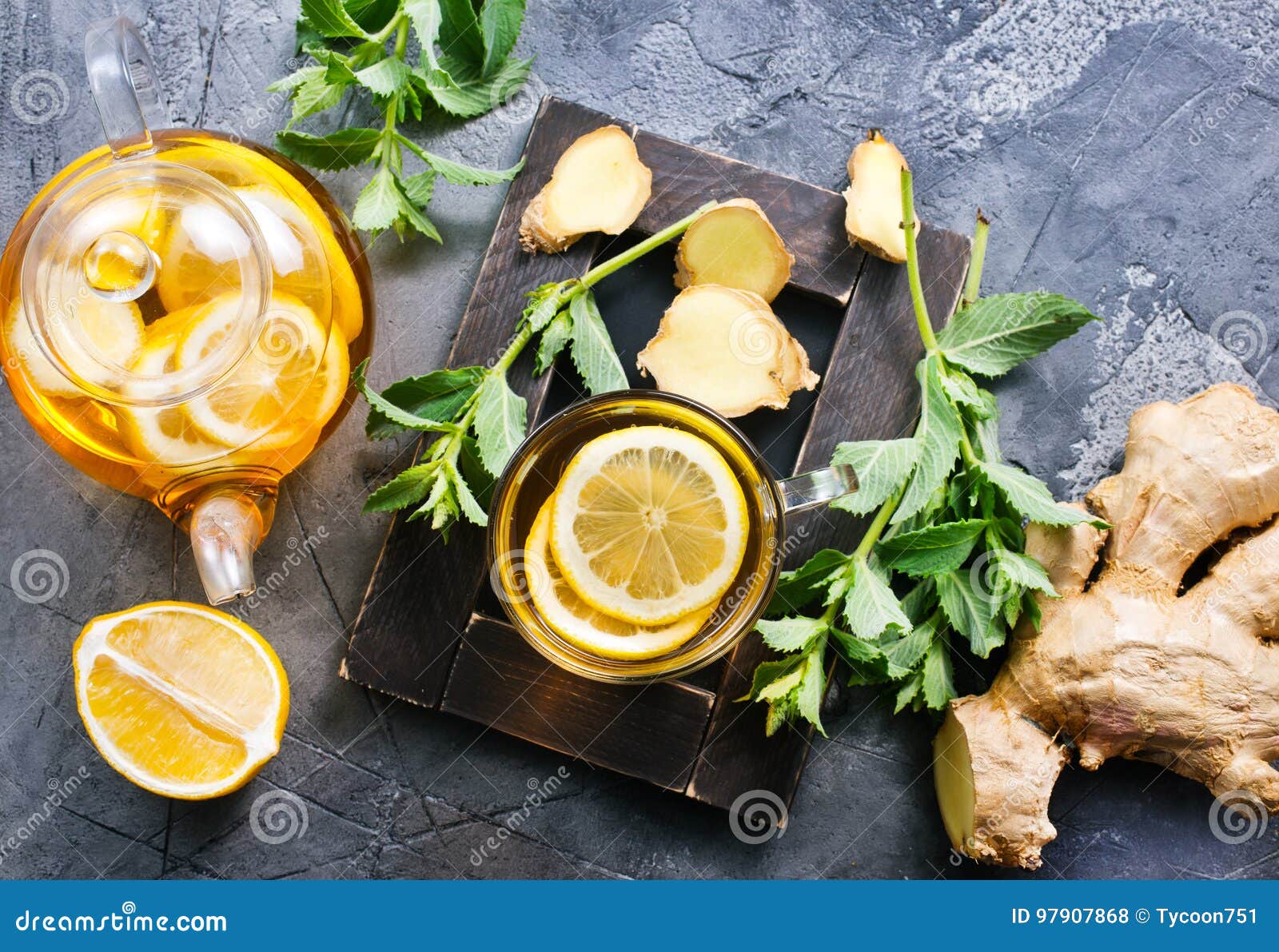 Ginger, mint and tea stock photo. Image of root, organic - 97907868