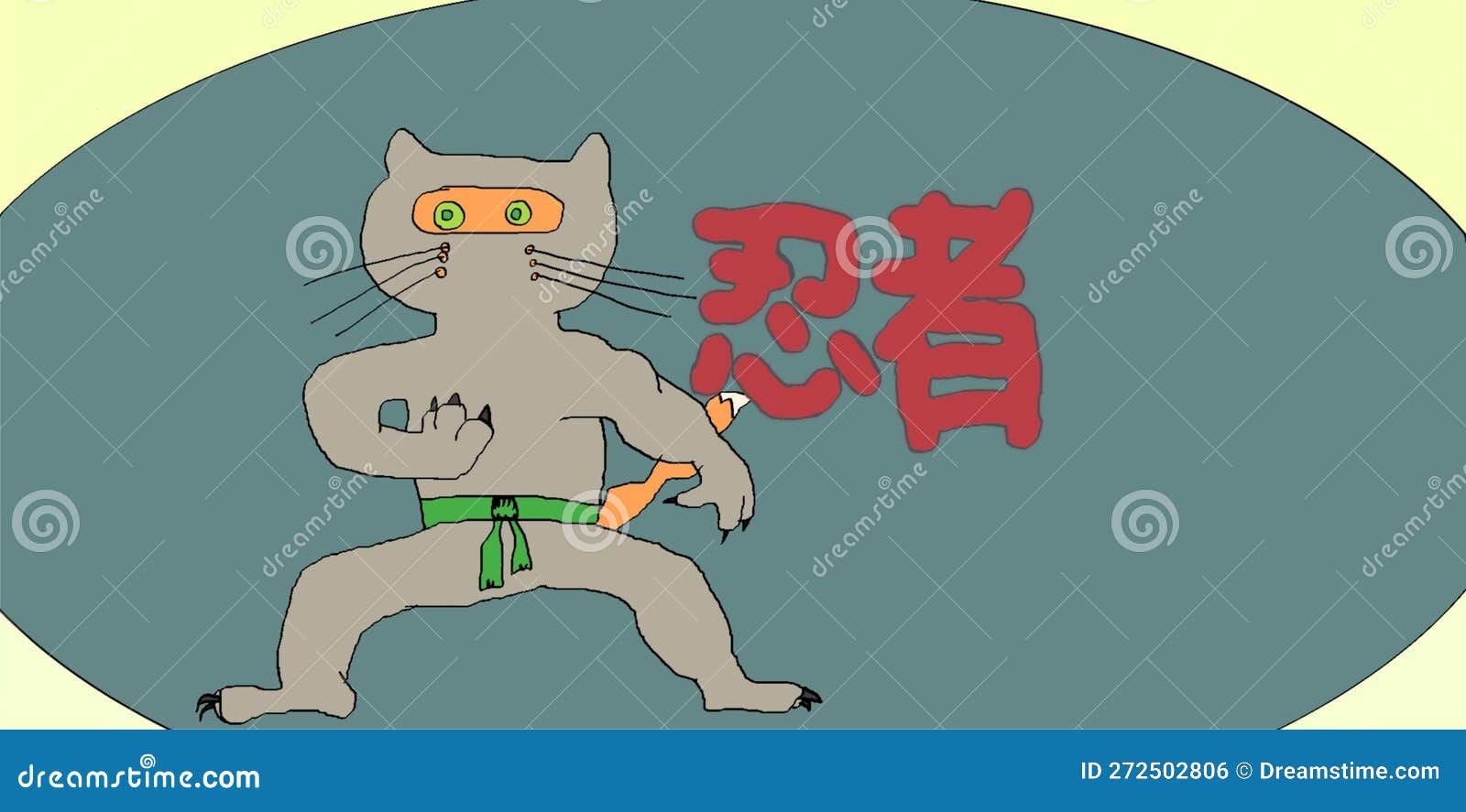 Ginger ninja cat stock illustration. Illustration of diagram - 272502806