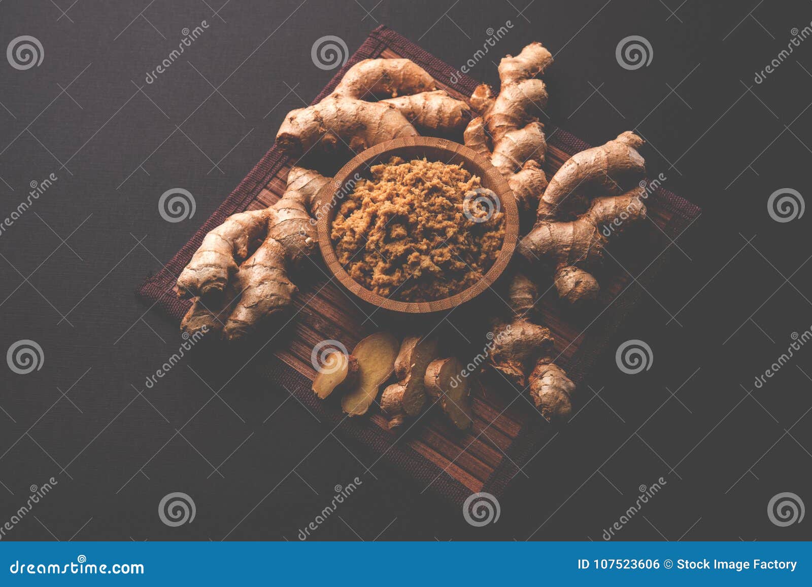 Ginger Paste or Puree with Whole Ginger Pieces Over Vwhite Background ...