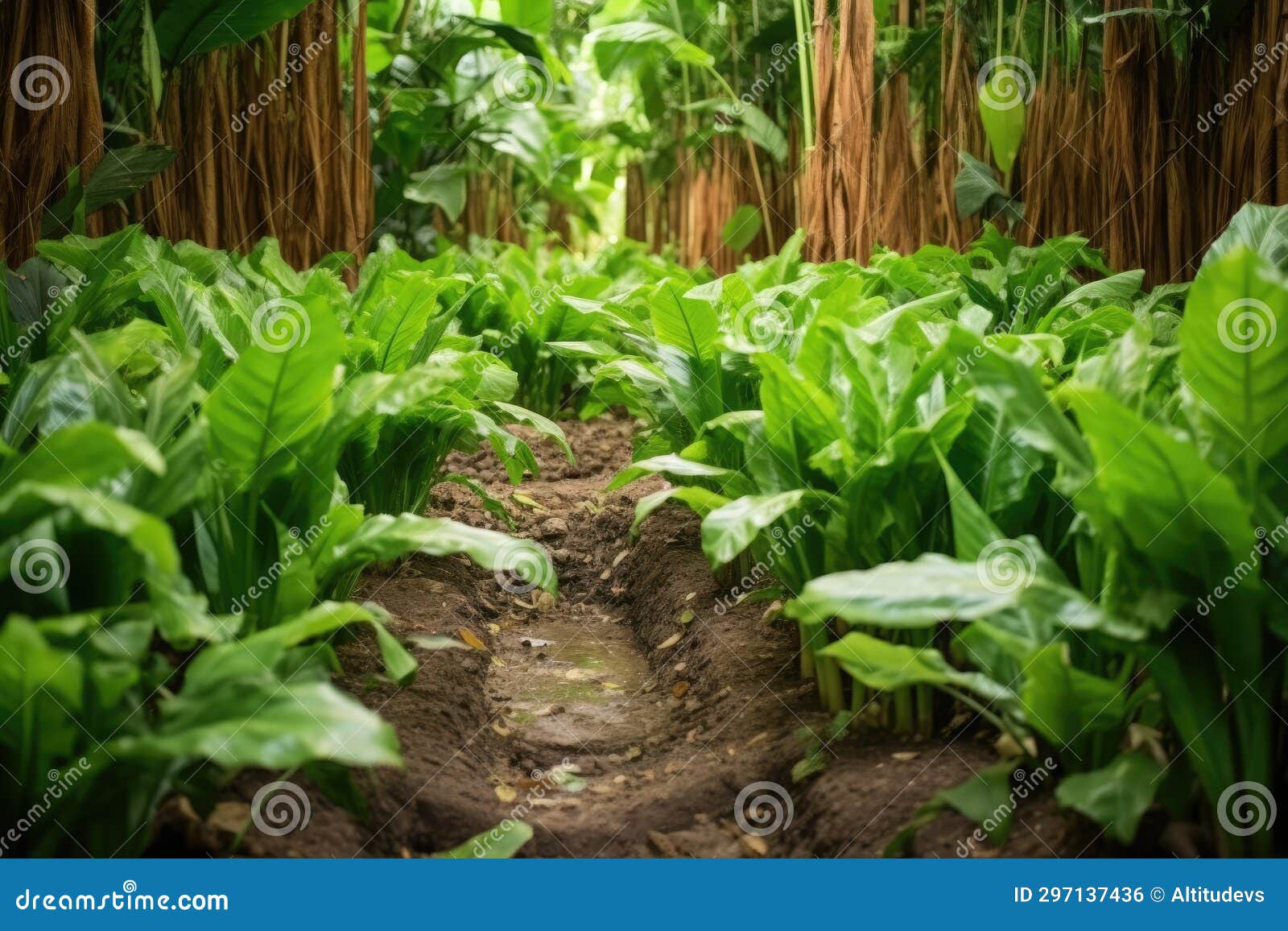 Ginger Plantation in a Dense Forest Stock Illustration - Illustration ...