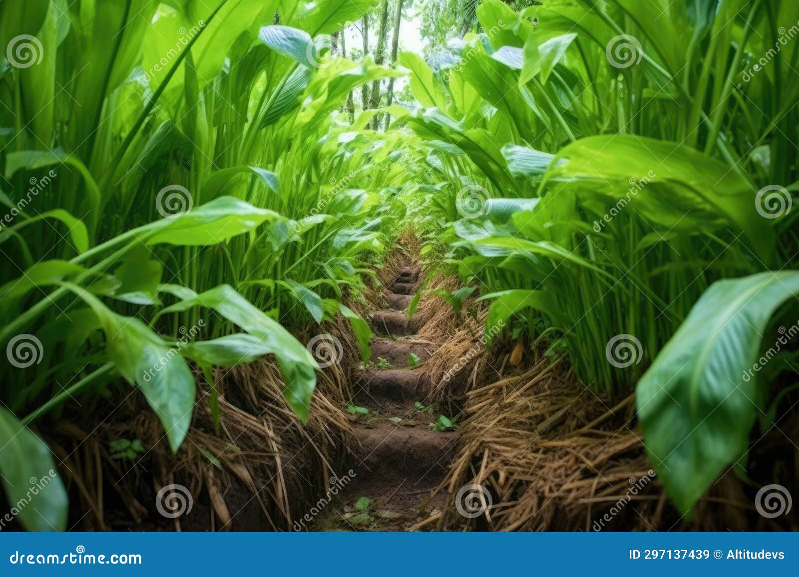 Ginger Plantation in a Dense Forest Stock Illustration - Illustration ...
