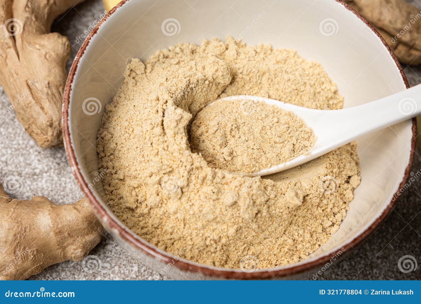 Ginger Powder, Ground Ginger Root, Top View. Stock Photo - Image of ...