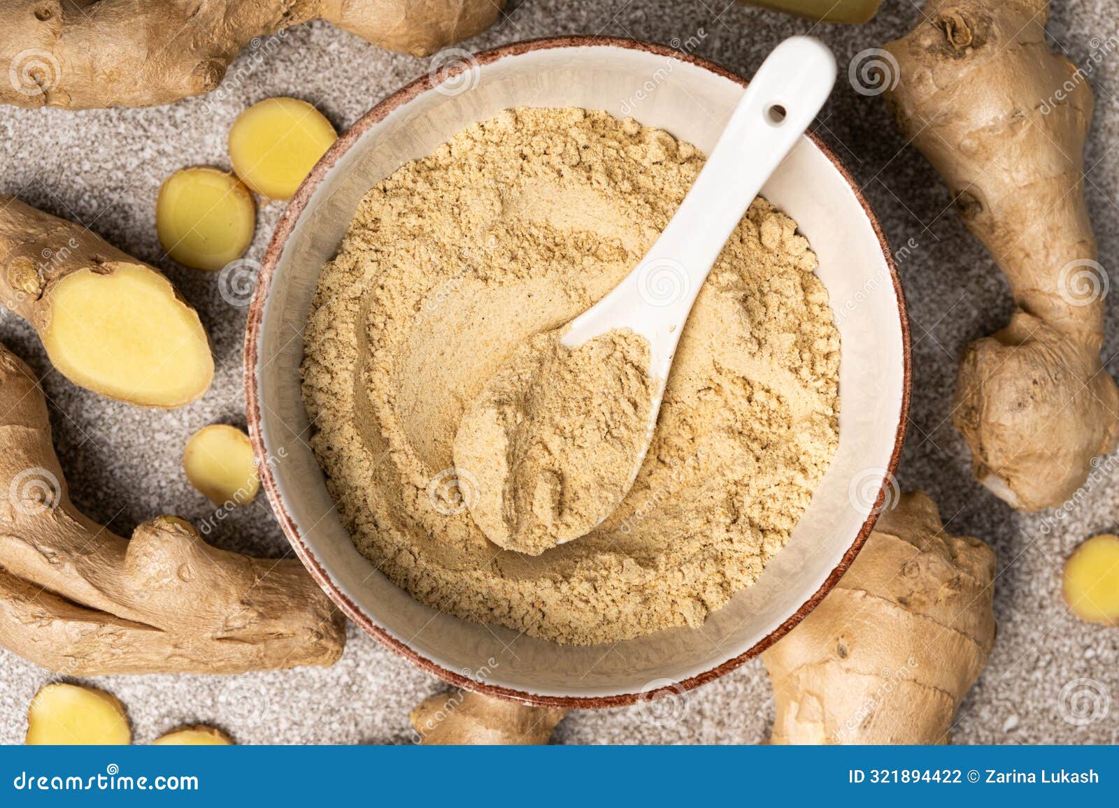 Ginger Powder, Ground Ginger Root, Top View. Stock Photo - Image of ...
