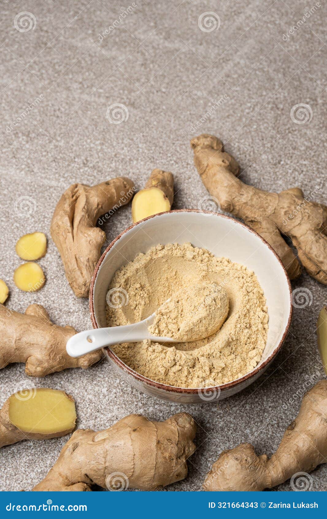 Ginger Powder, Ground Ginger Root, Top View. Stock Image - Image of ...