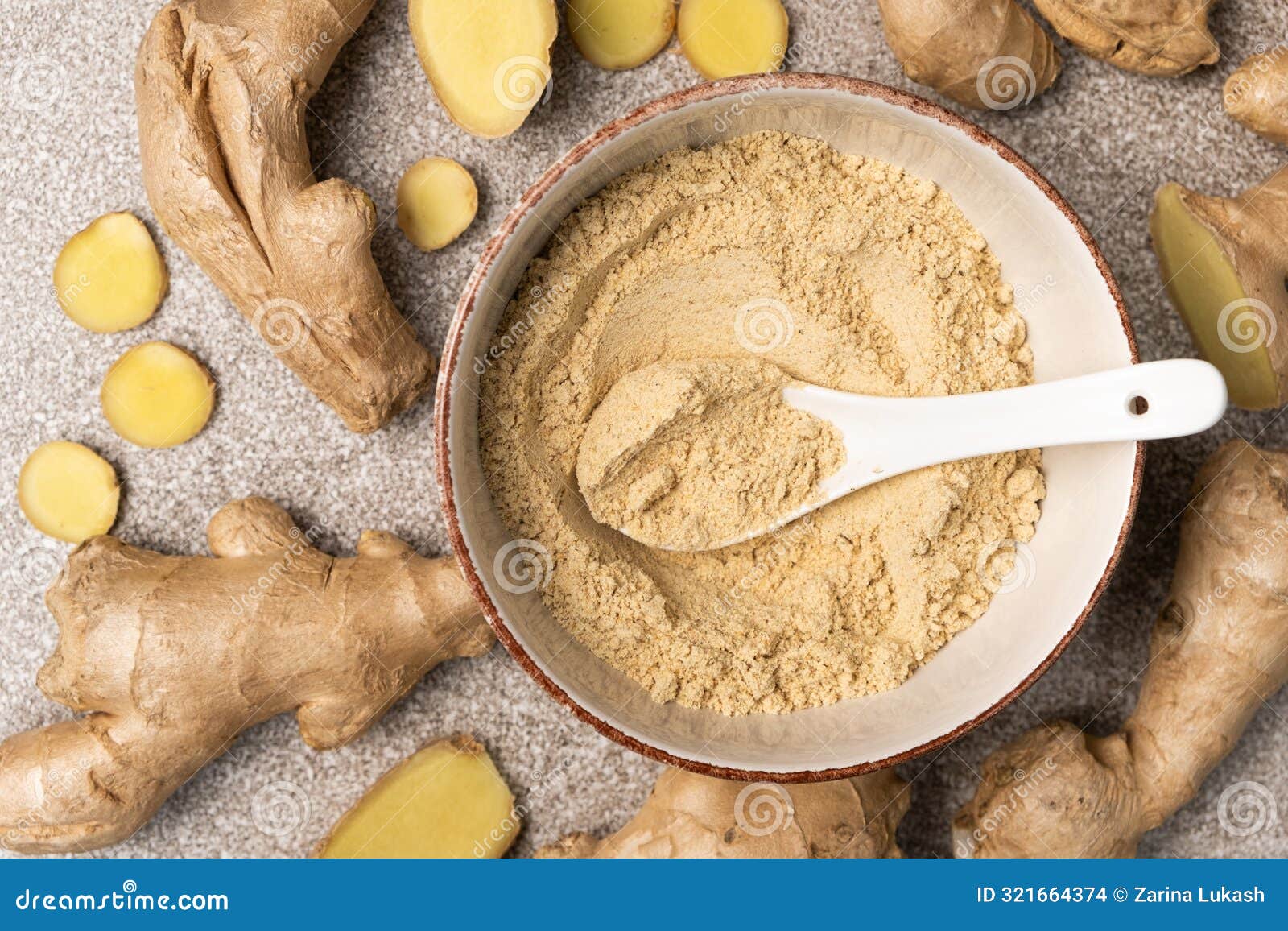 Ginger Powder, Ground Ginger Root, Top View. Stock Photo - Image of ...