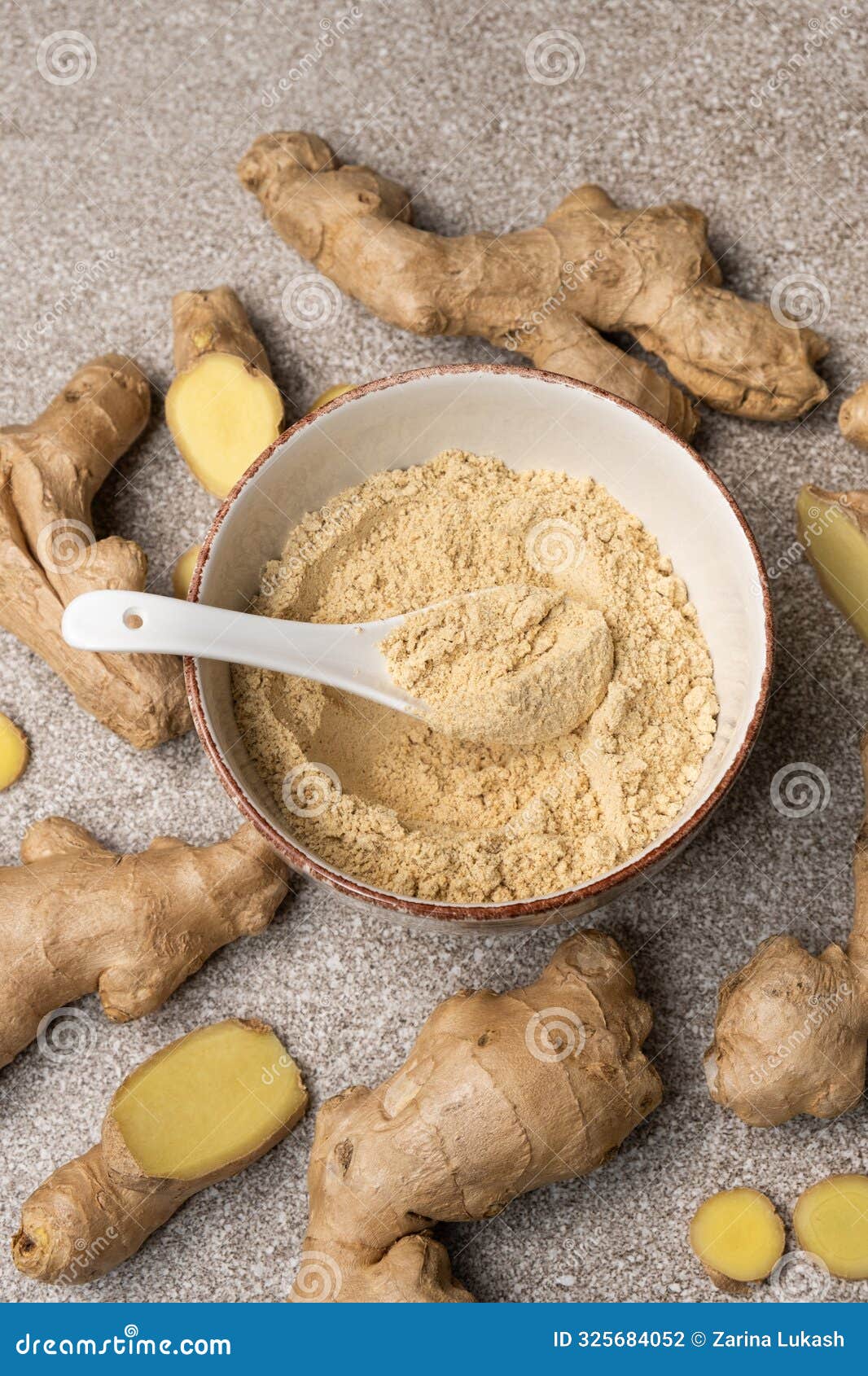 Ginger Powder, Ground Ginger Root, Top View. Stock Photo - Image of ...