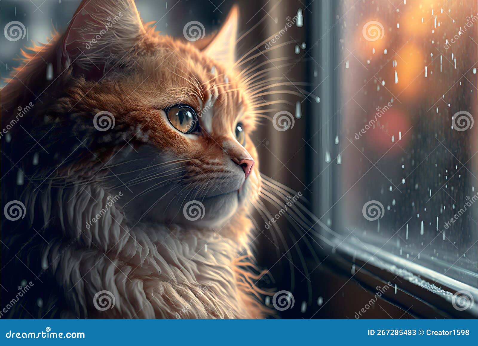 Ginger Cat Falling Down Jumping,flying In The Air With Expression Of ...