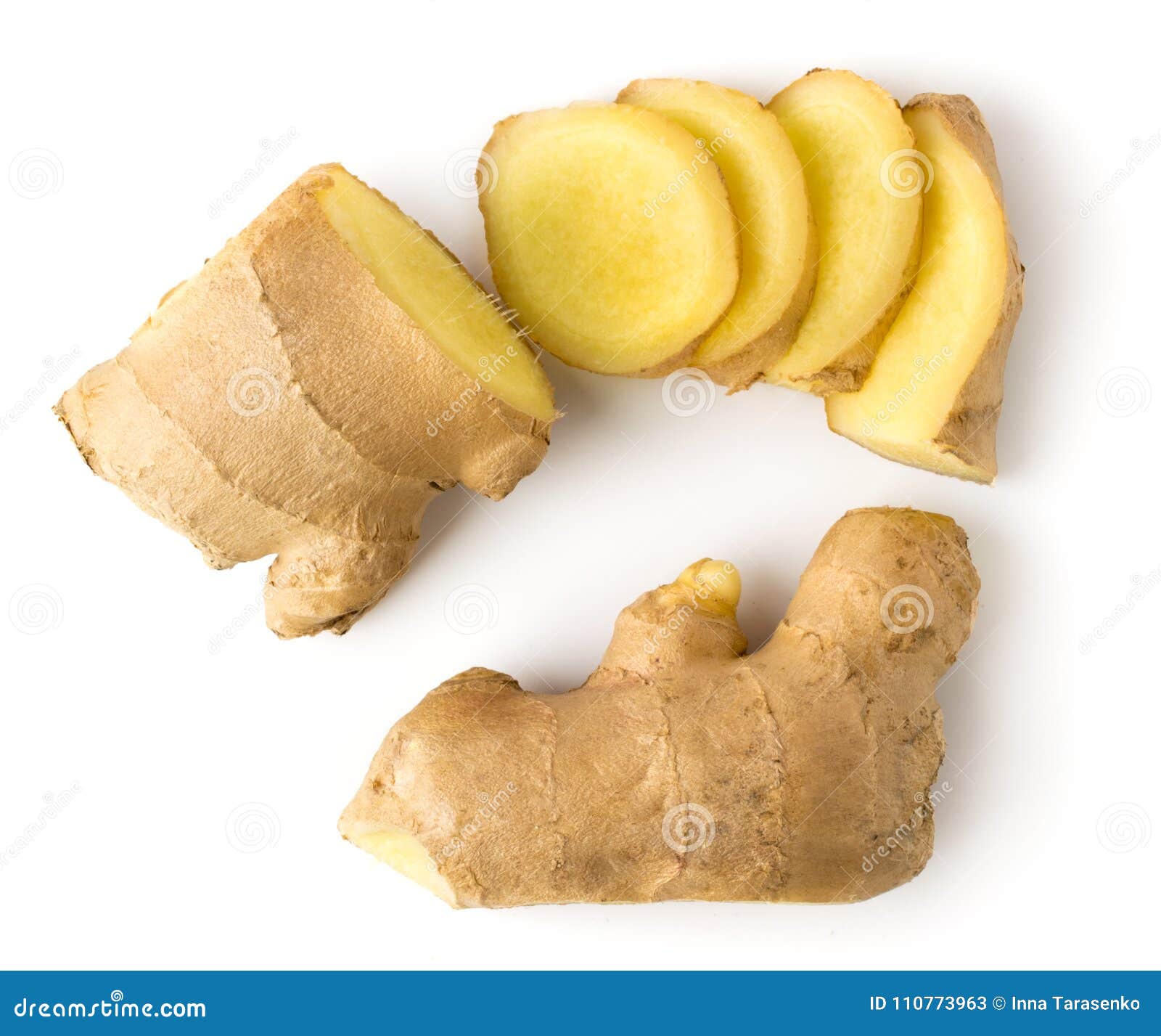 Ginger Root Cut into Pieces on a White Stock Image - Image of fresh ...