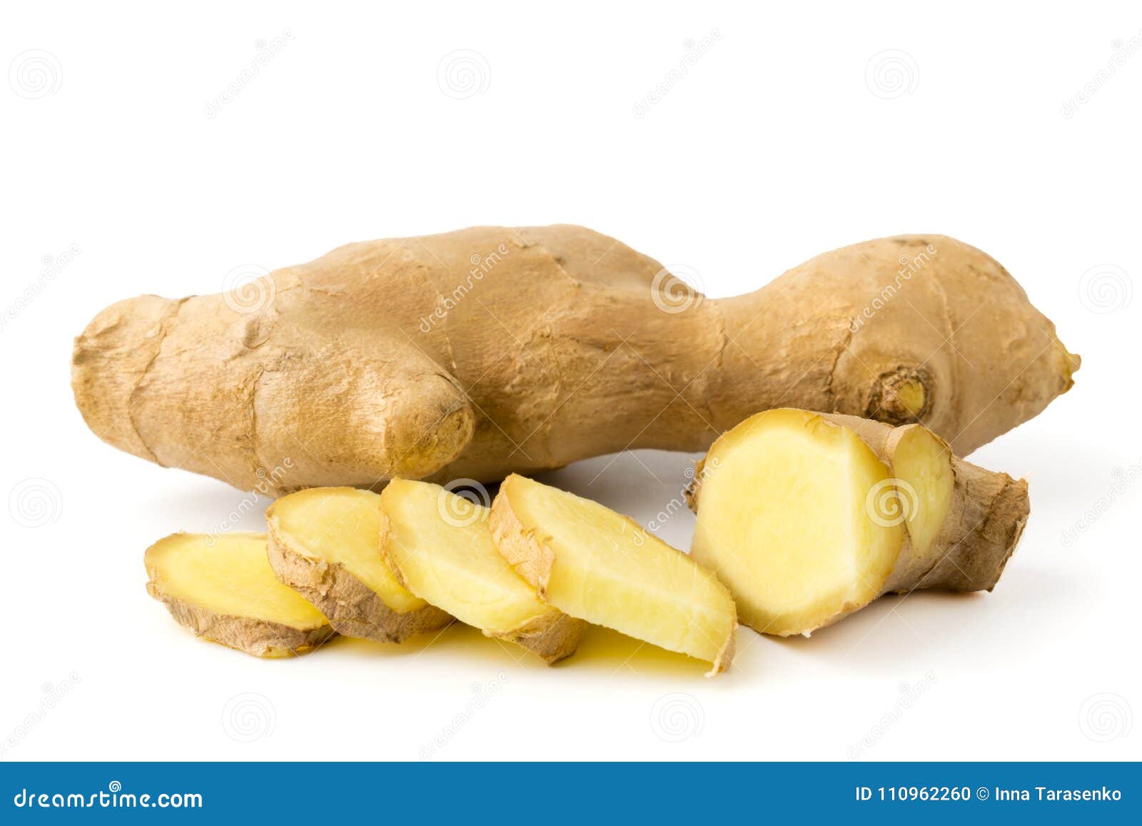 Ginger Root and Cut Pieces on a White Stock Photo - Image of aroma ...