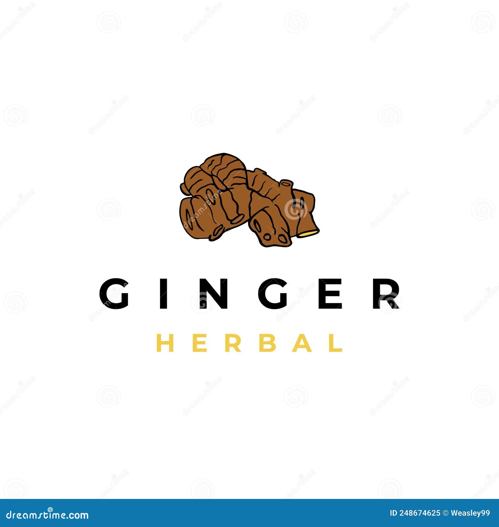 Ginger Root Logo. Herbal Spice Logo Design Vector Illustration Stock ...