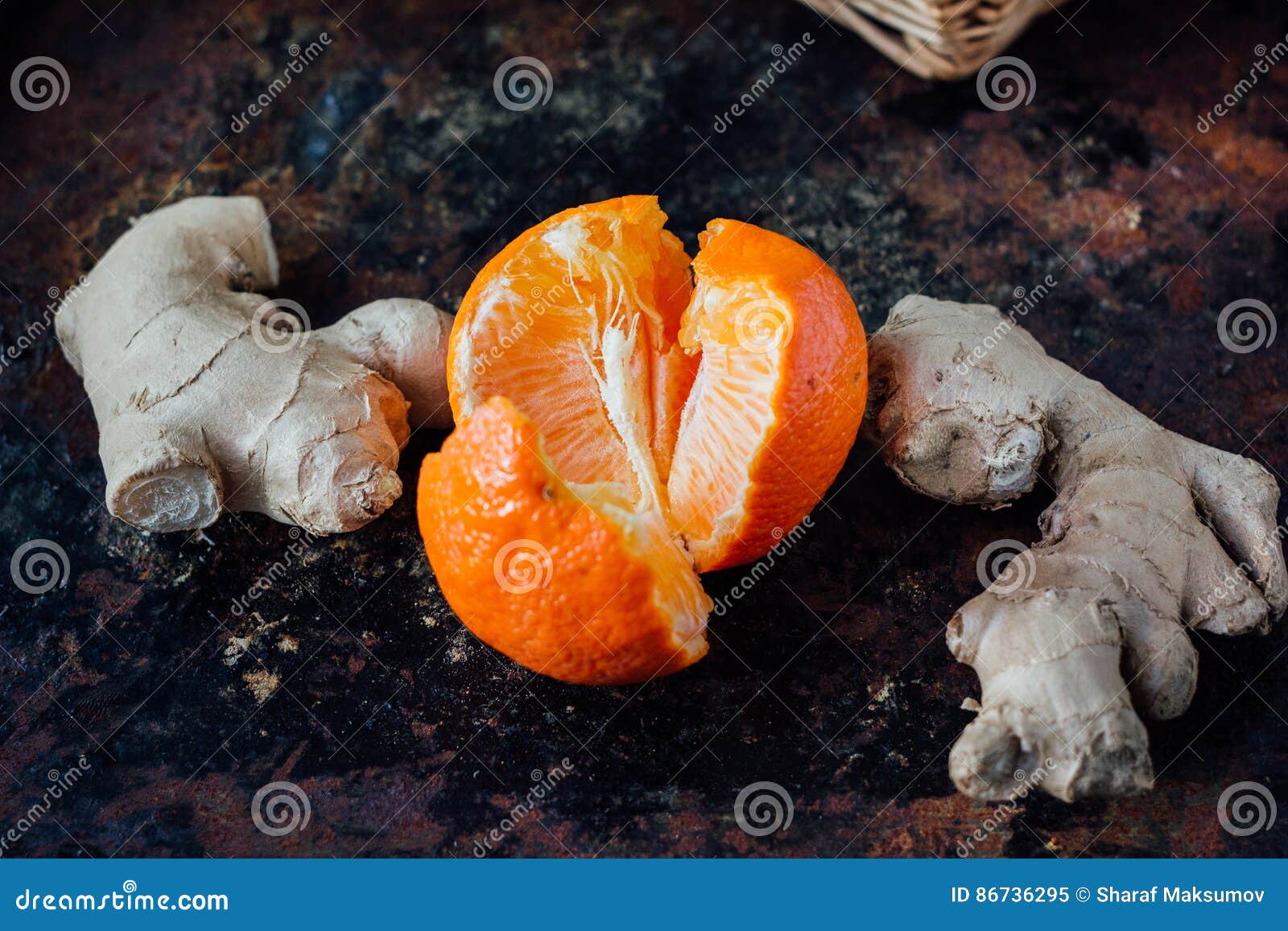 Ginger root with orange stock image. Image of fruits - 86736295