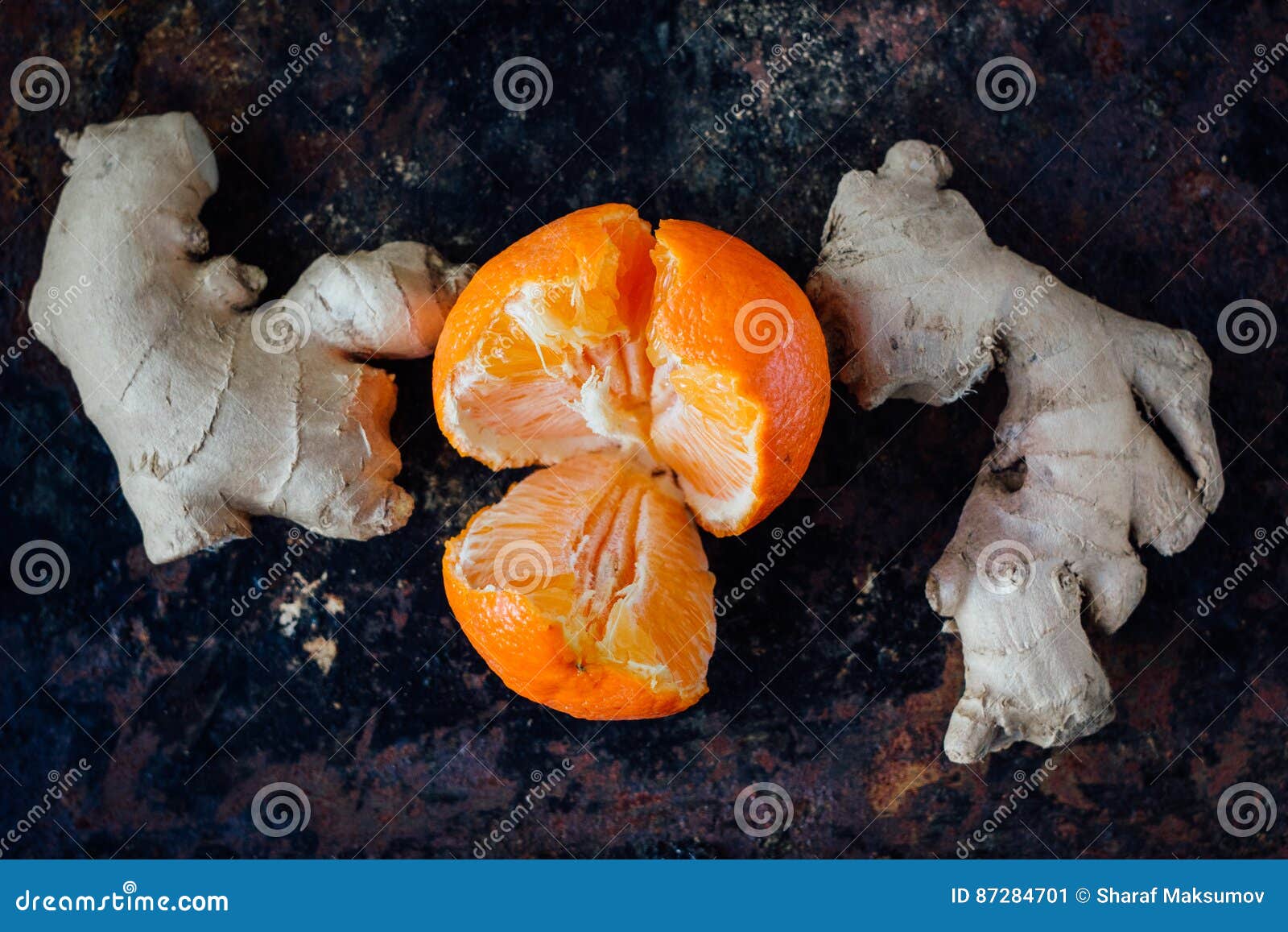 Ginger root with orange stock image. Image of diet, healthy - 87284701