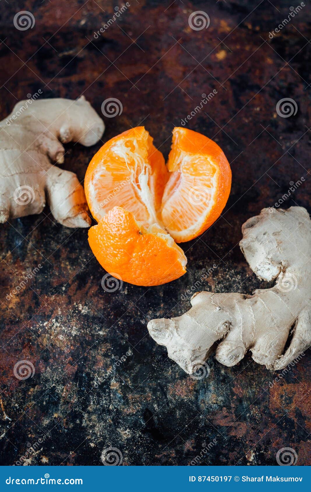 Ginger root with orange stock image. Image of vegetables - 87450197