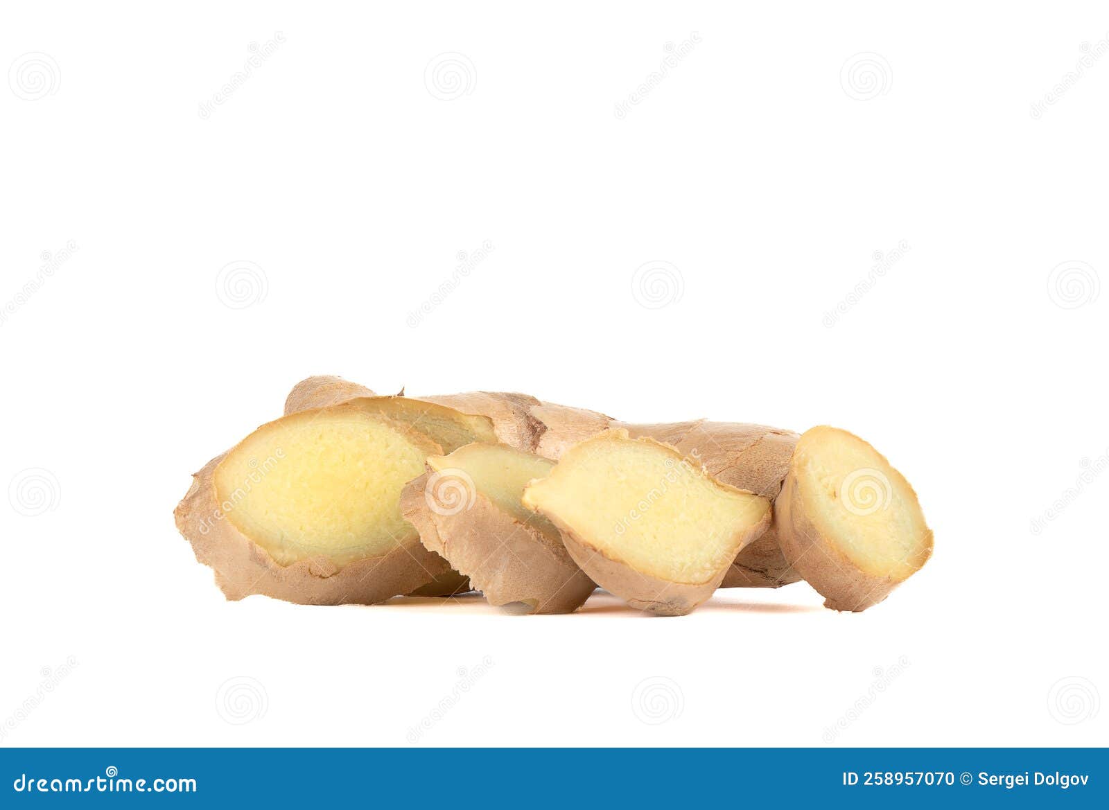 Ginger Root with Pieces Cut Off from it on a White Background. Stock ...