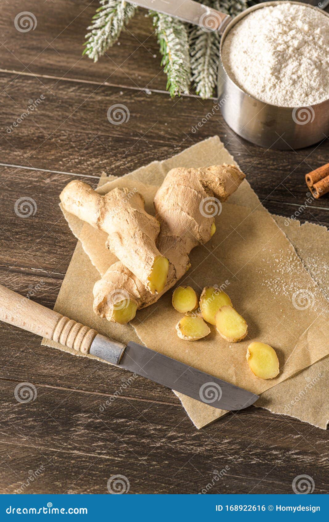Ginger root and sliced stock photo. Image of life, brown - 168922616