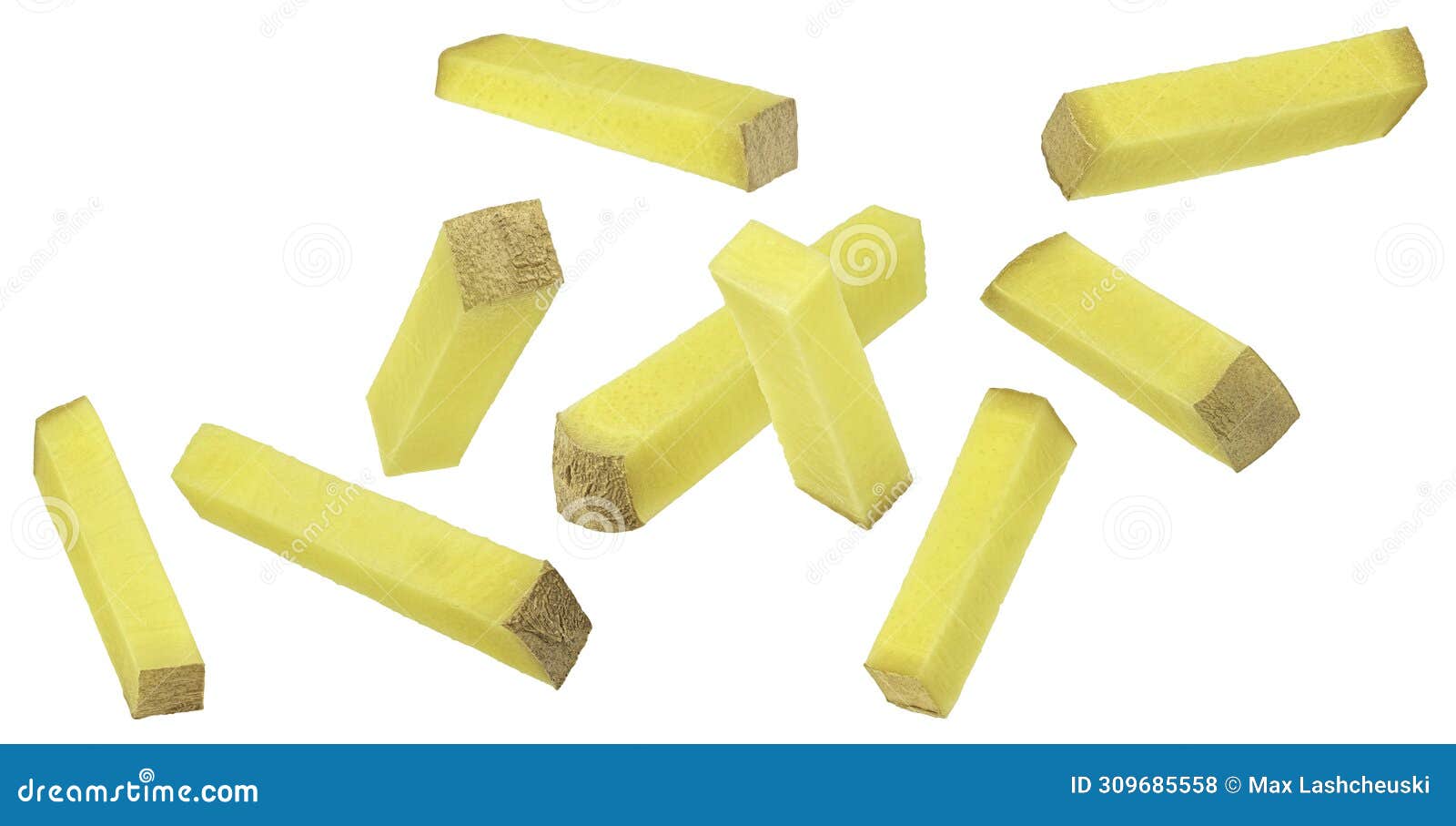 Ginger Root Sticks Isolated on White Background, Full Depth of Field ...