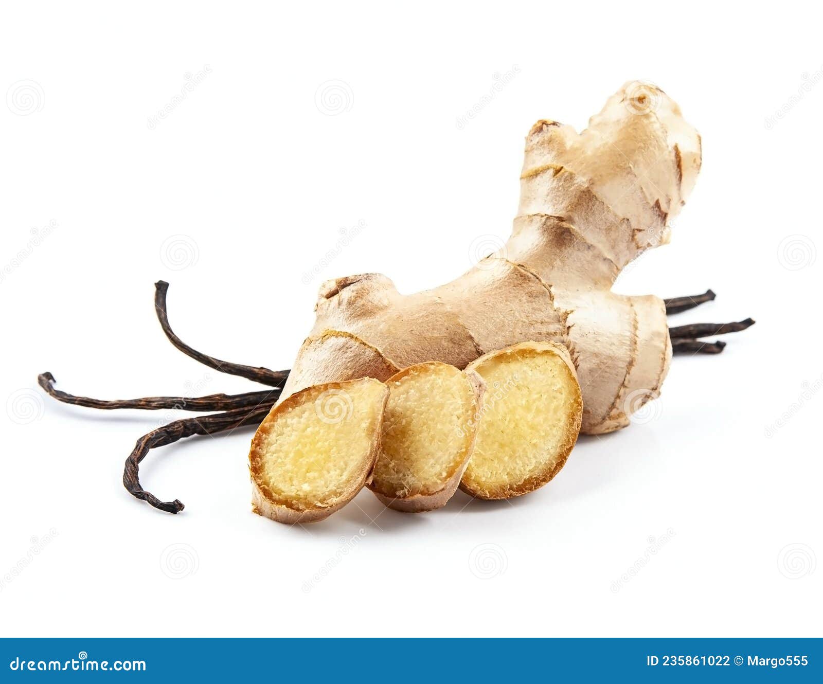 Ginger Root with Vanilla Stick Stock Photo - Image of food, ginger ...