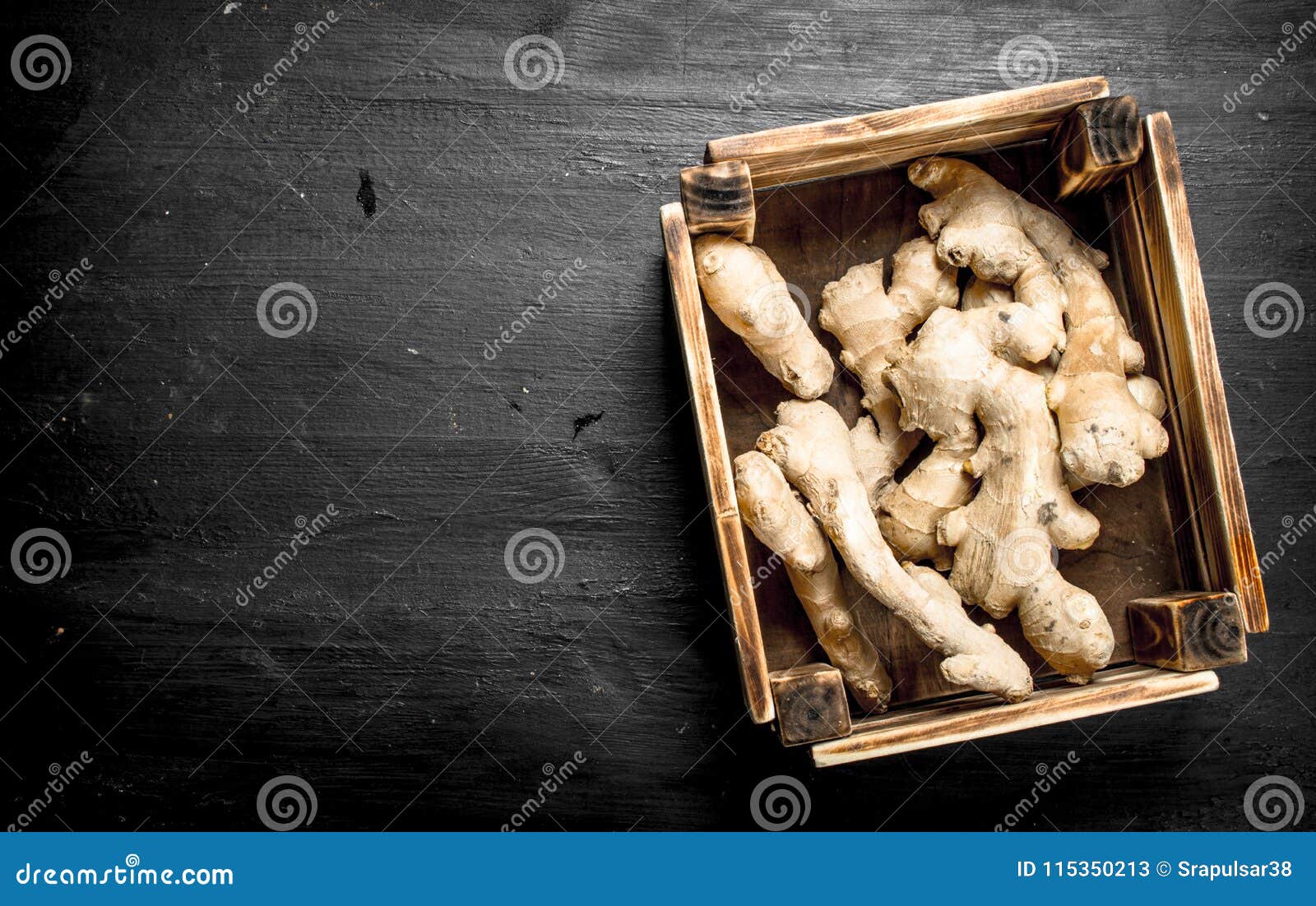 Ginger s in the box. stock image. Image of ingredient - 115350213