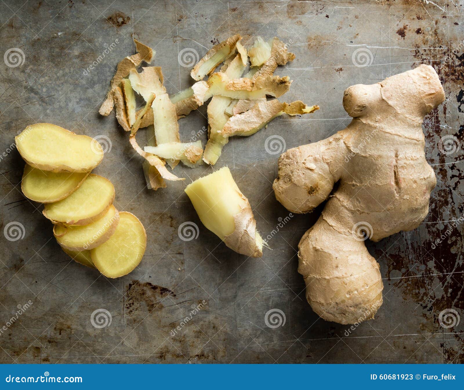 Ginger on steel plate stock image. Image of herbal, health - 60681923