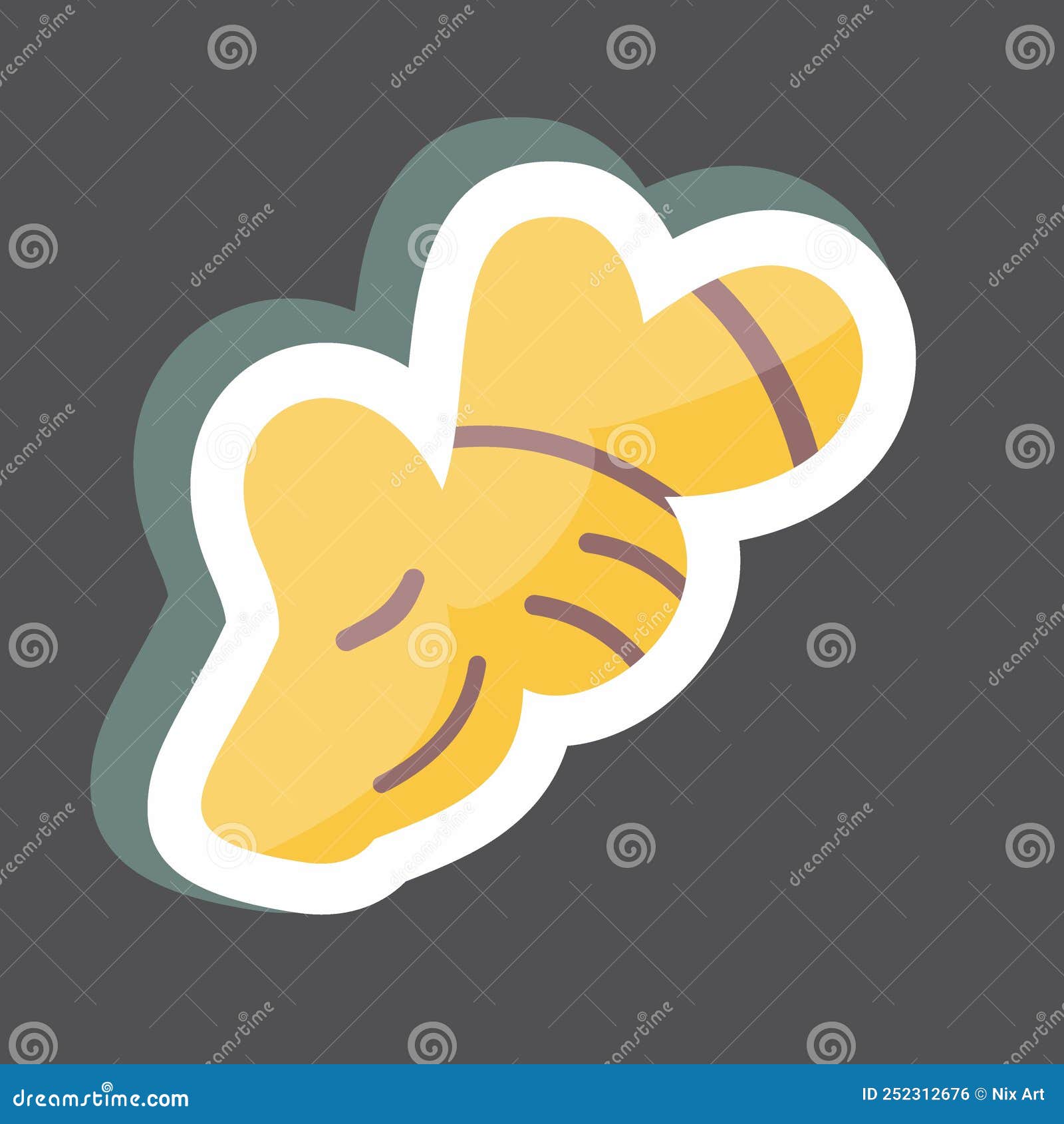 Ginger Sticker in Trendy Isolated on Black Background Stock ...