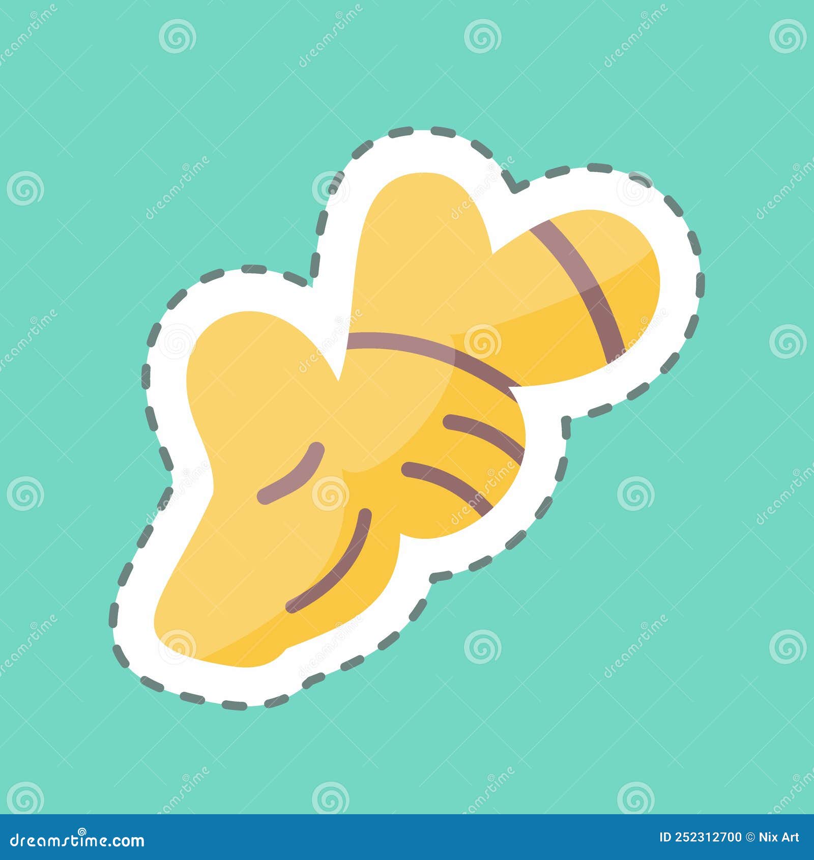 Ginger Sticker in Trendy Line Cut Isolated on Blue Background Stock ...