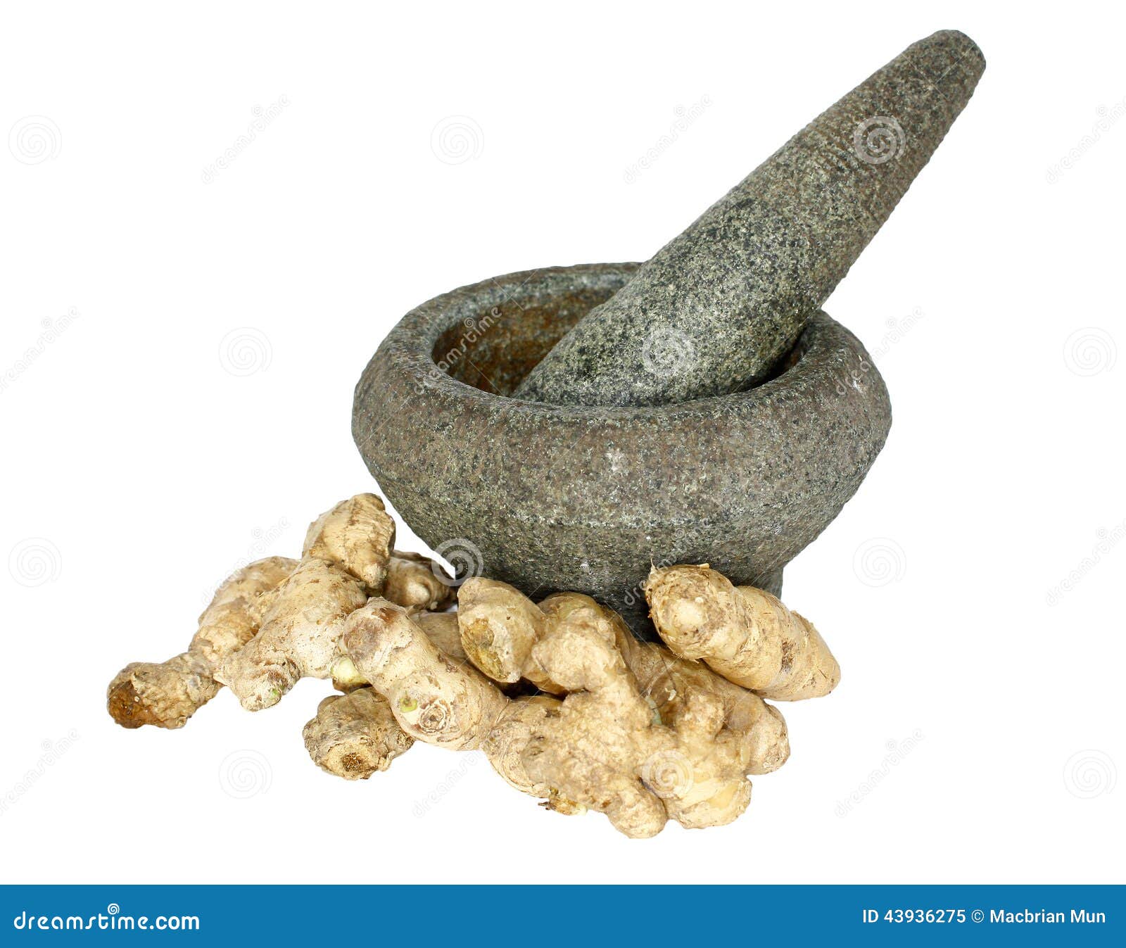 Ginger with stone pounder stock image. Image of flavoring - 43936275