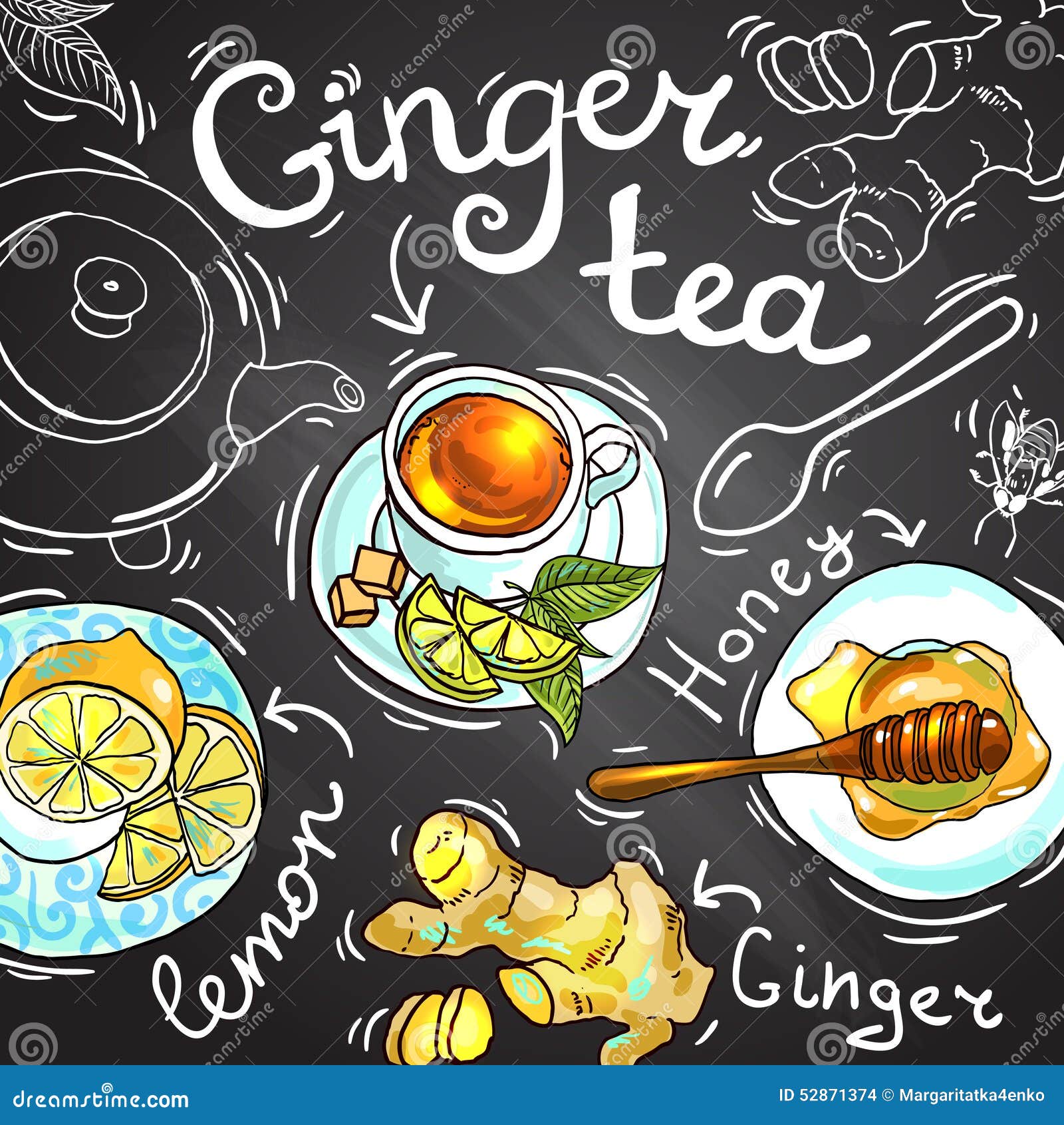 Ginger tea stock vector. Illustration of hand, cuisine - 52871374