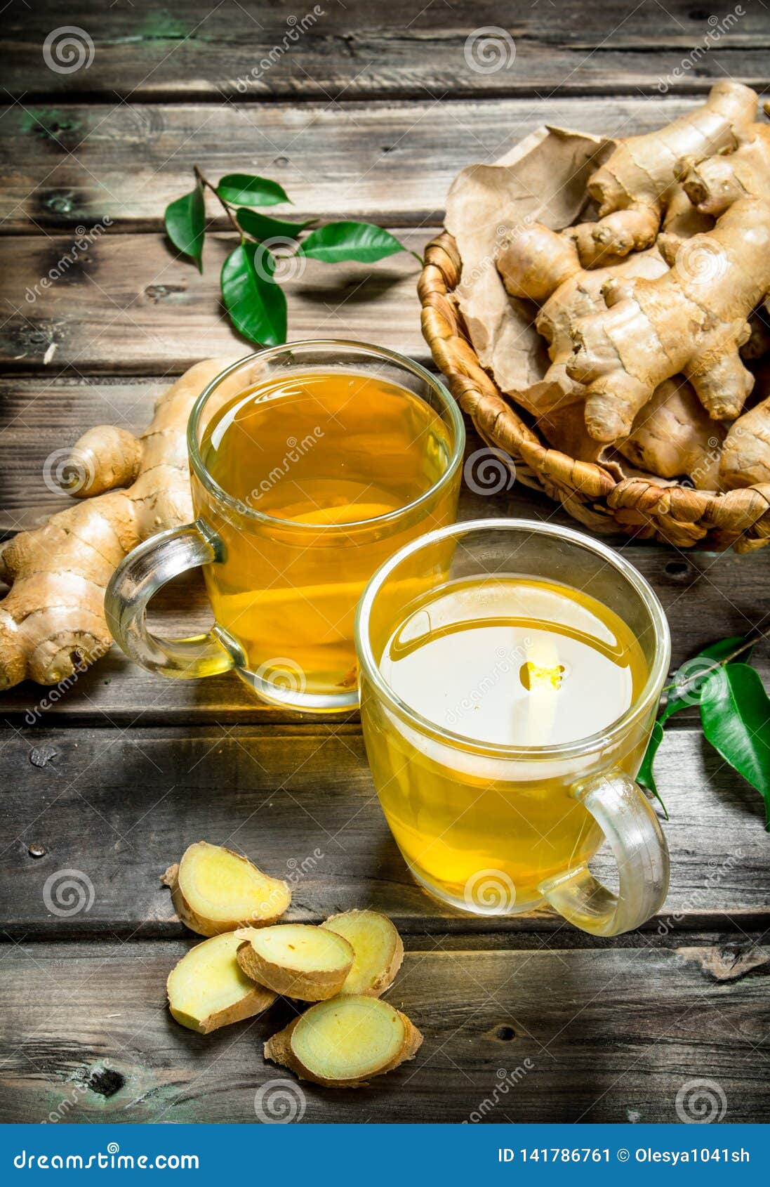 Ginger Tea and Fresh Ginger in the Basket Stock Image - Image of spicy ...