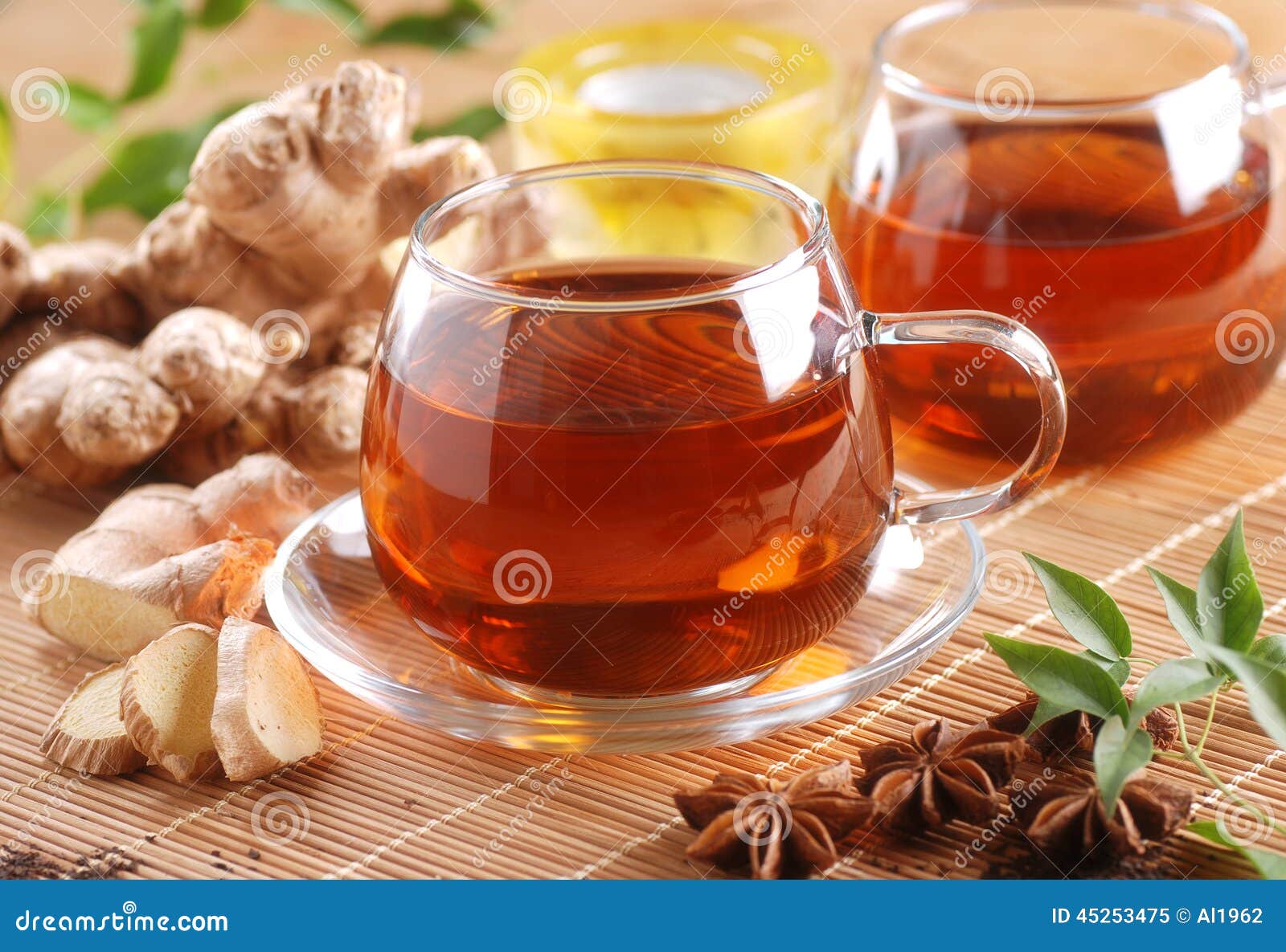 Ginger tea in glass cup stock image. Image of oriental - 45253475