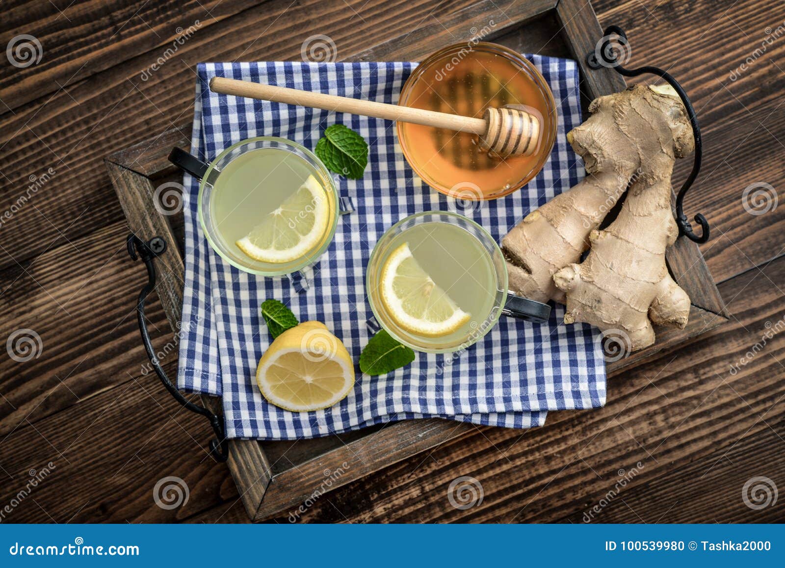 Ginger tea with lemon stock photo. Image of portion - 100539980